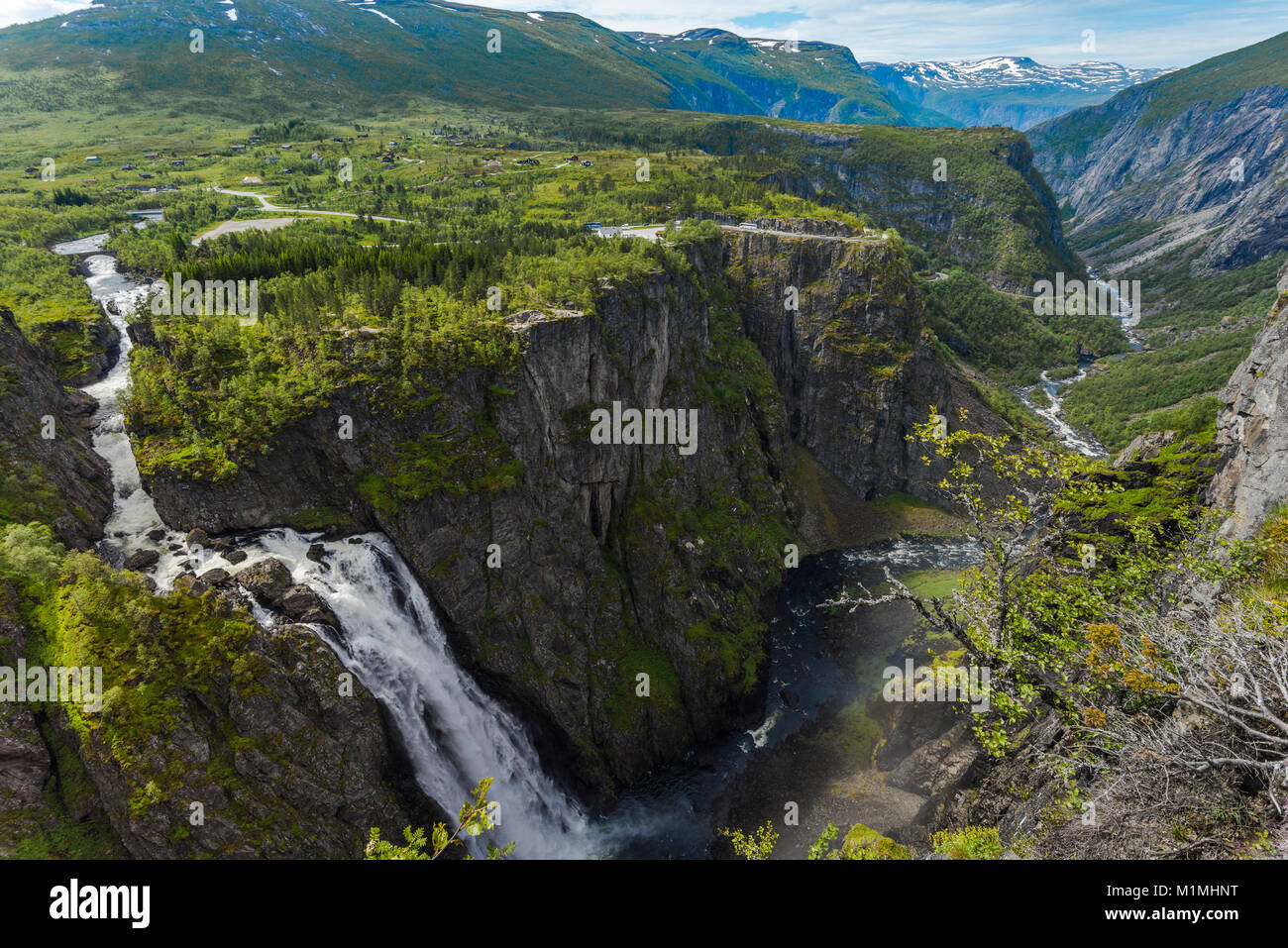 Waterfall Voringfossen and the canyon of Mabodalen, Norway, Scandinavia ...