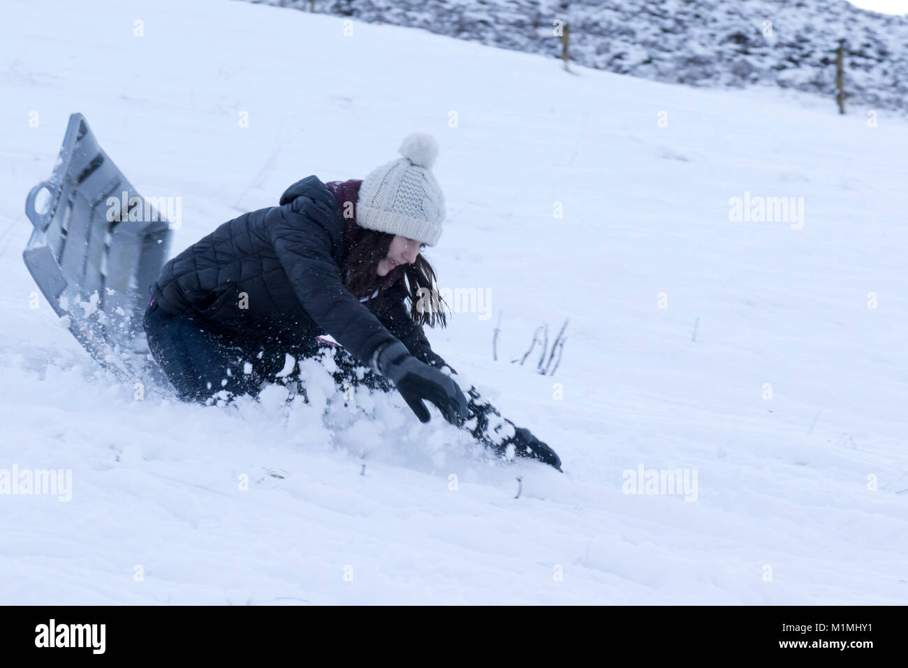 Falling off sled hi-res stock photography and images - Alamy