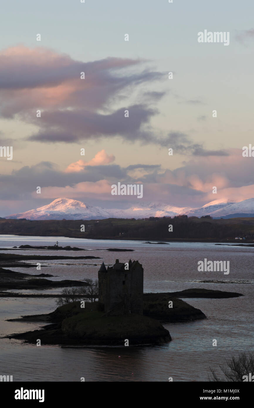 Castle Stalker in winter, Highland Scotland Stock Photo - Alamy