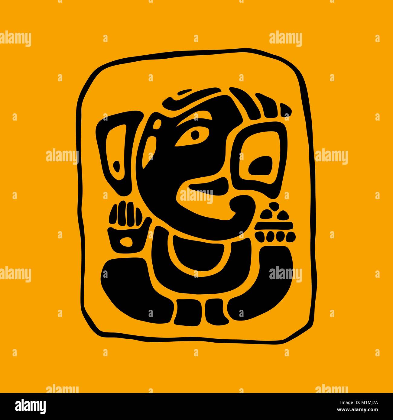 Hindu God Ganesha. Golden Ganapati. Vector hand drawn illustration ...