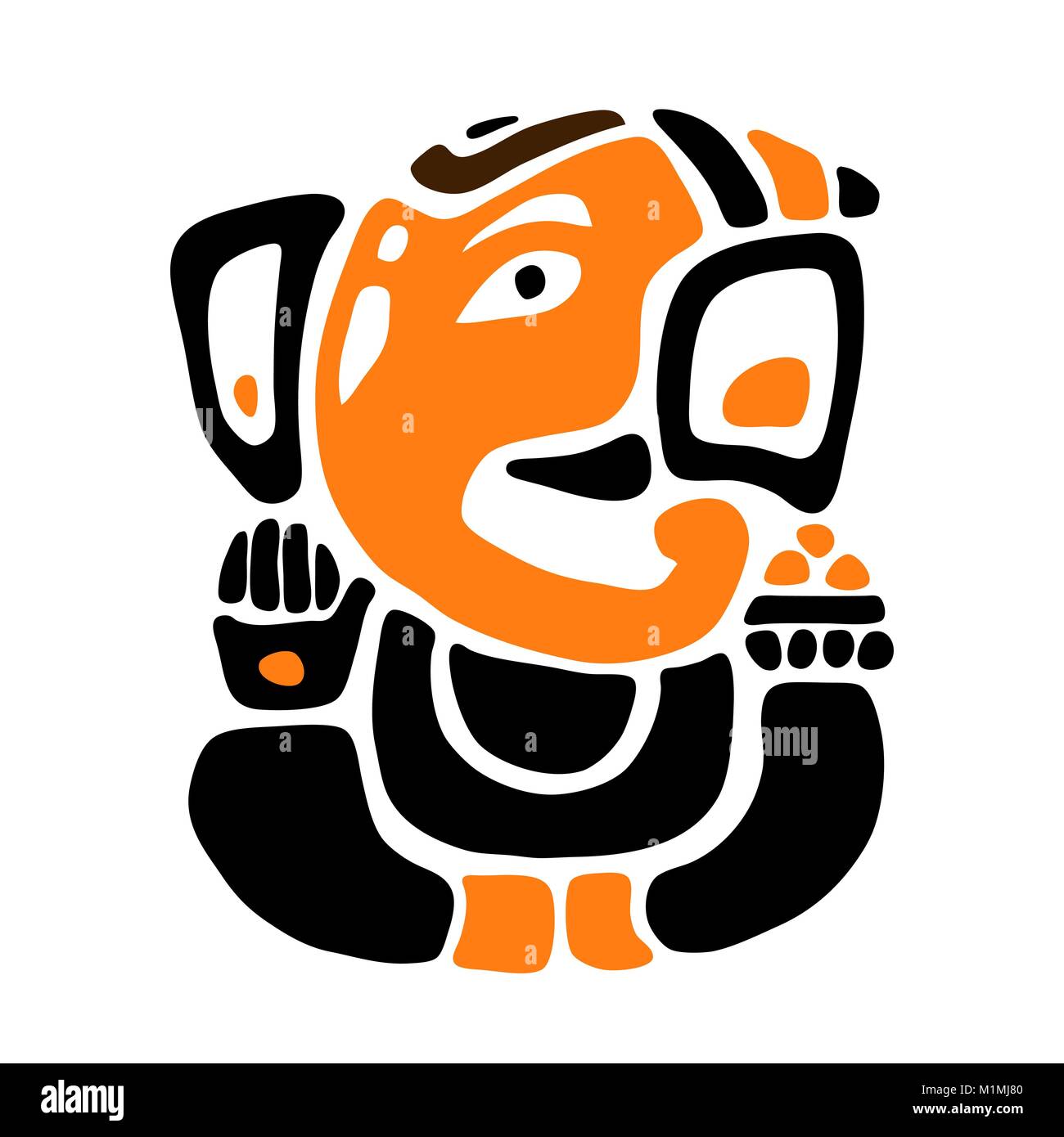 Hindu God Ganesha. Golden Ganapati. Vector hand drawn illustration ...