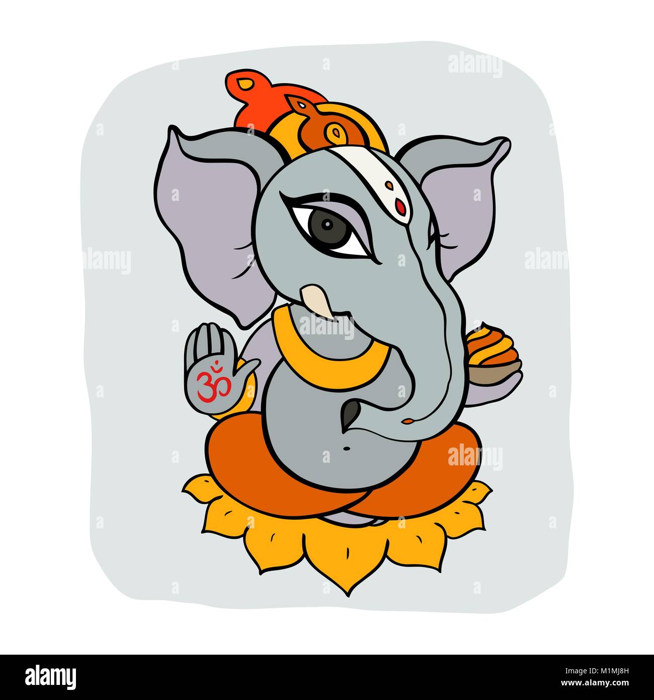 Hindu God Ganesha. Golden Ganapati. Vector hand drawn illustration ...