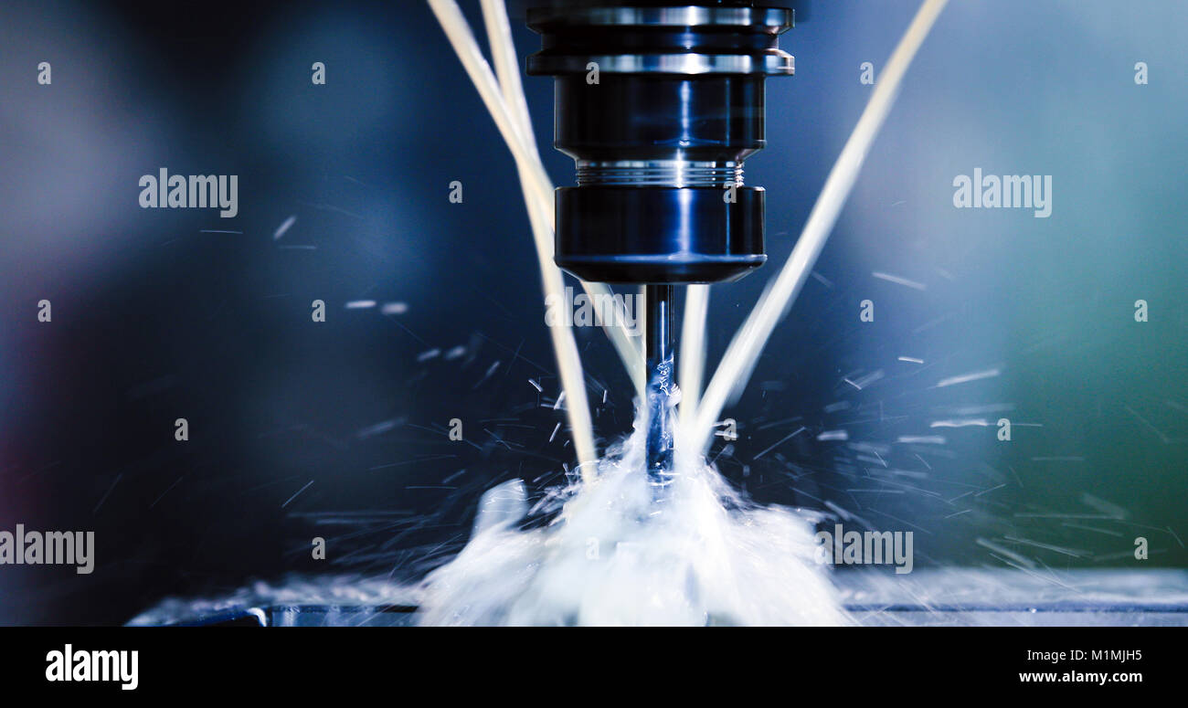 machine tool in metal factory with drilling cnc machines Stock Photo ...