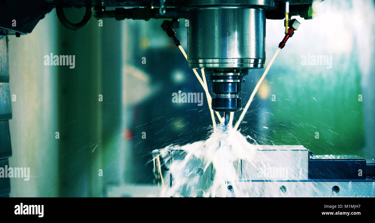 machine tool in metal factory with drilling cnc machines Stock Photo ...