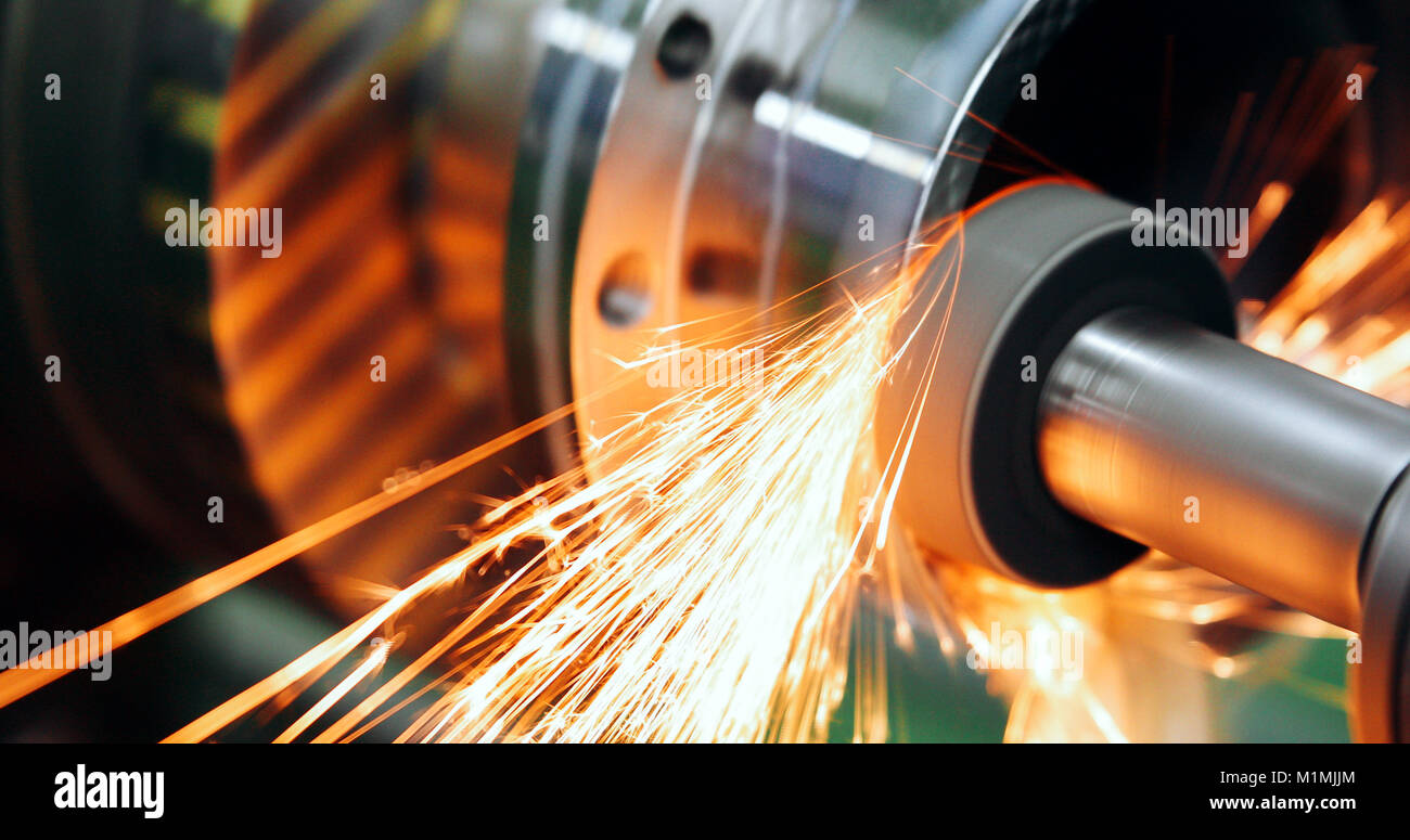 machine tool in metal factory with drilling cnc machines Stock Photo ...