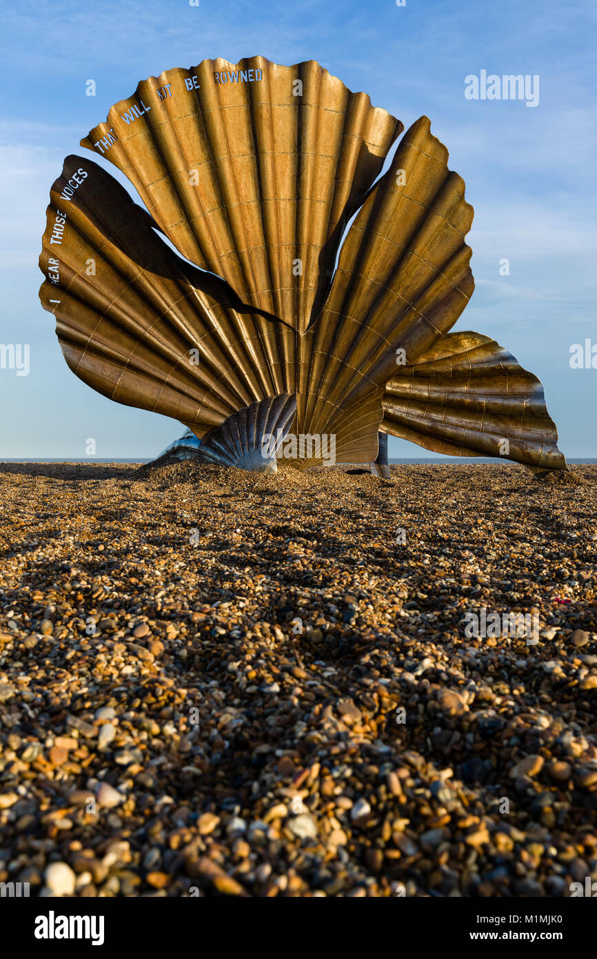 Scallop Shell Sculpture in late afternoon light with beautiful blue sky ...