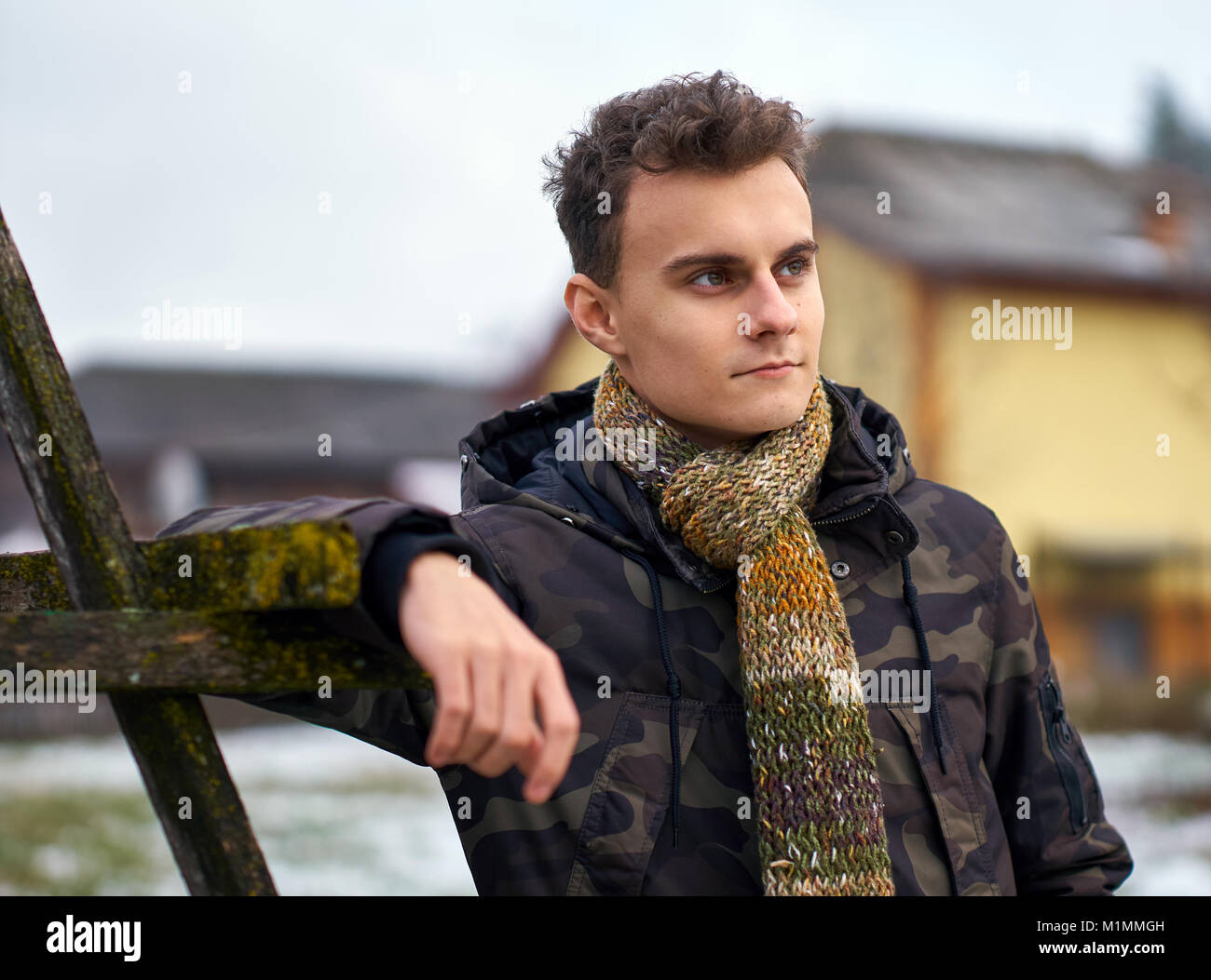 Closeup portrait of a young man outdoor in the countryside Stock Photo ...