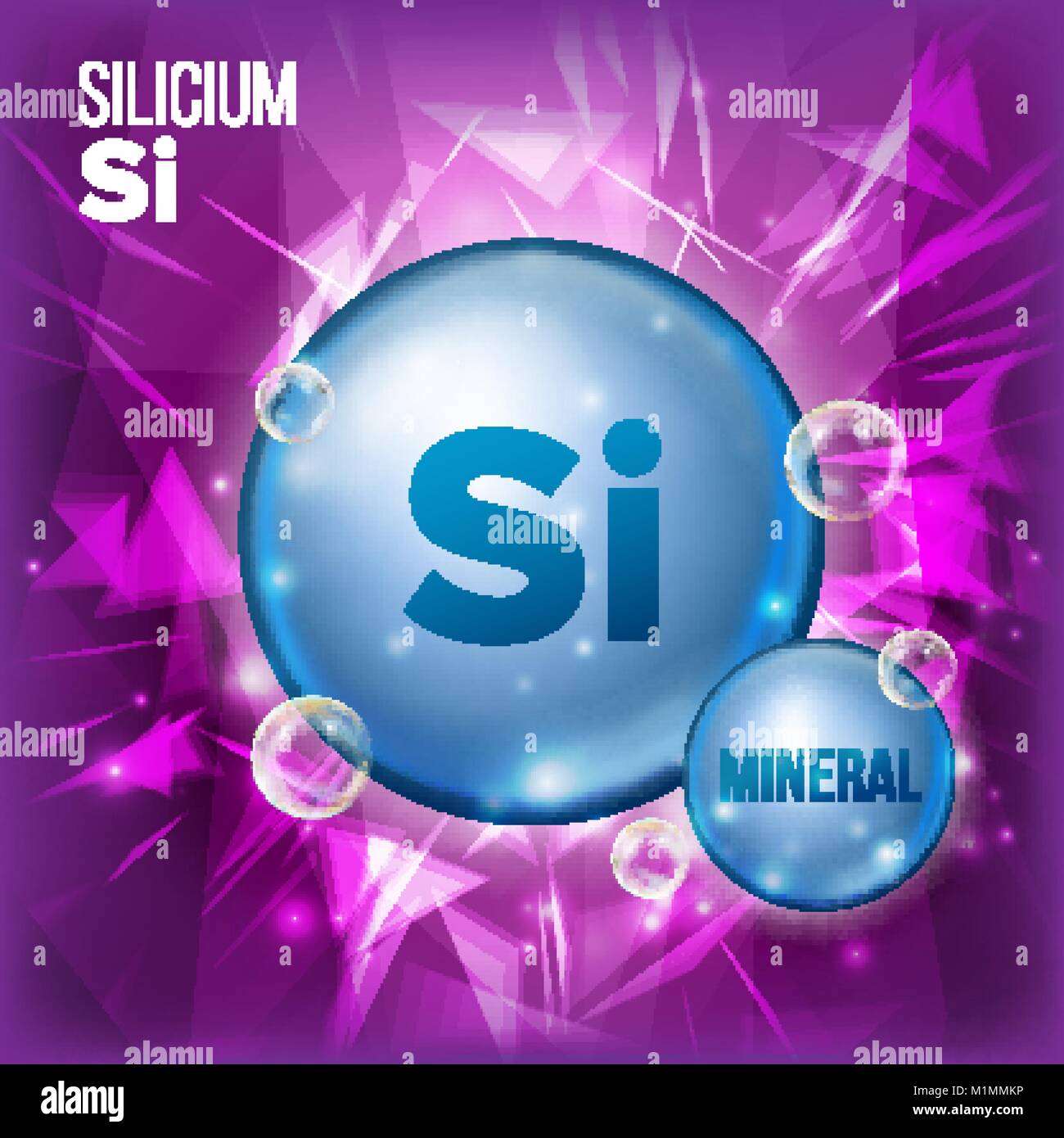 Si Silicium Vector. Mineral Blue Pill Icon. Vitamin Capsule Pill Icon ...