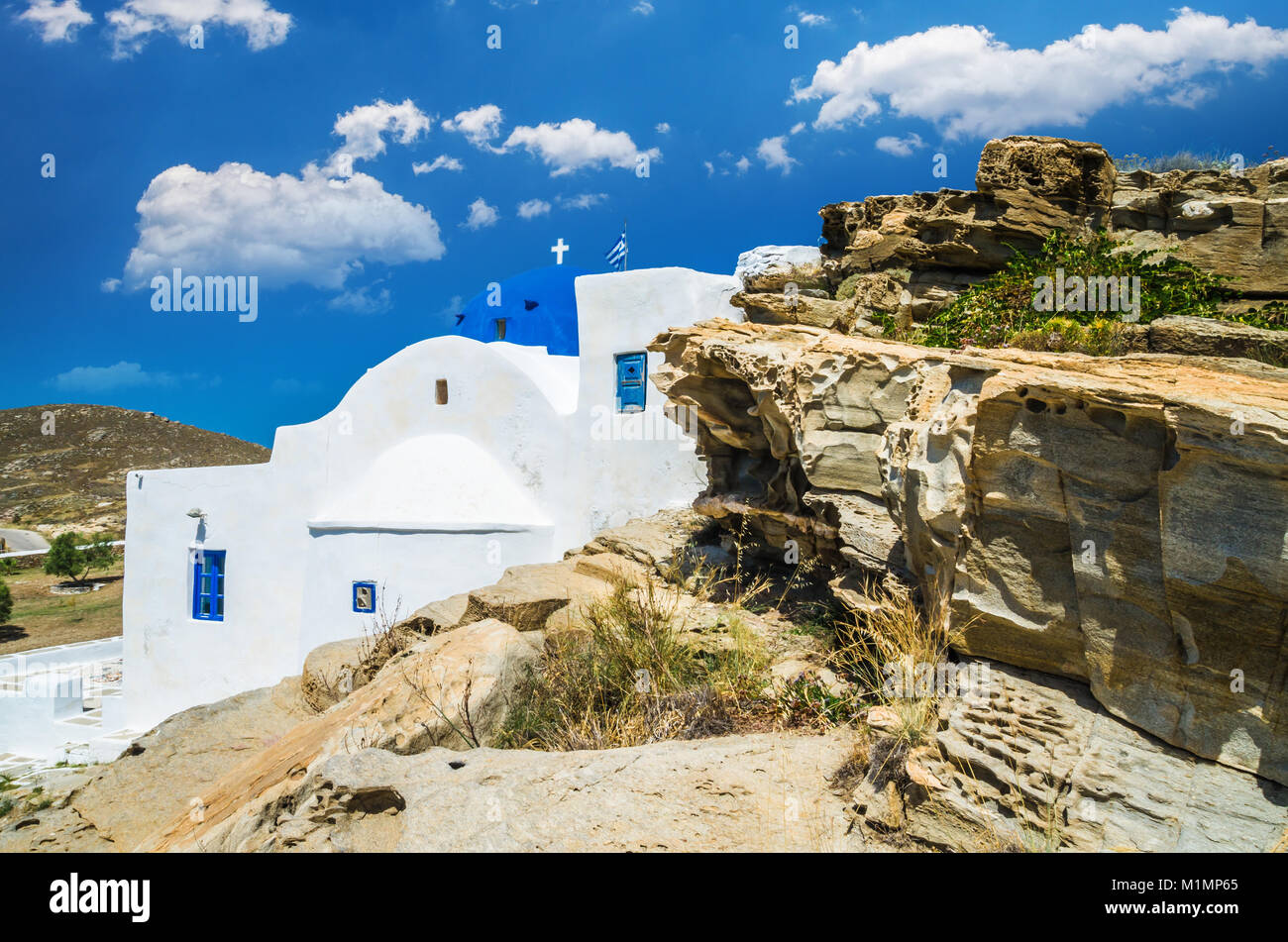 Traditional white monastiri in Paros Island, Greece. Photo of a ...