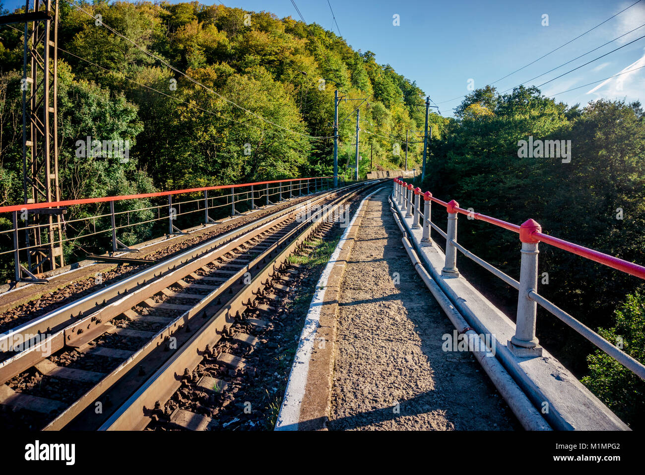 Railroad tracks. Classical railway Stock Photo - Alamy