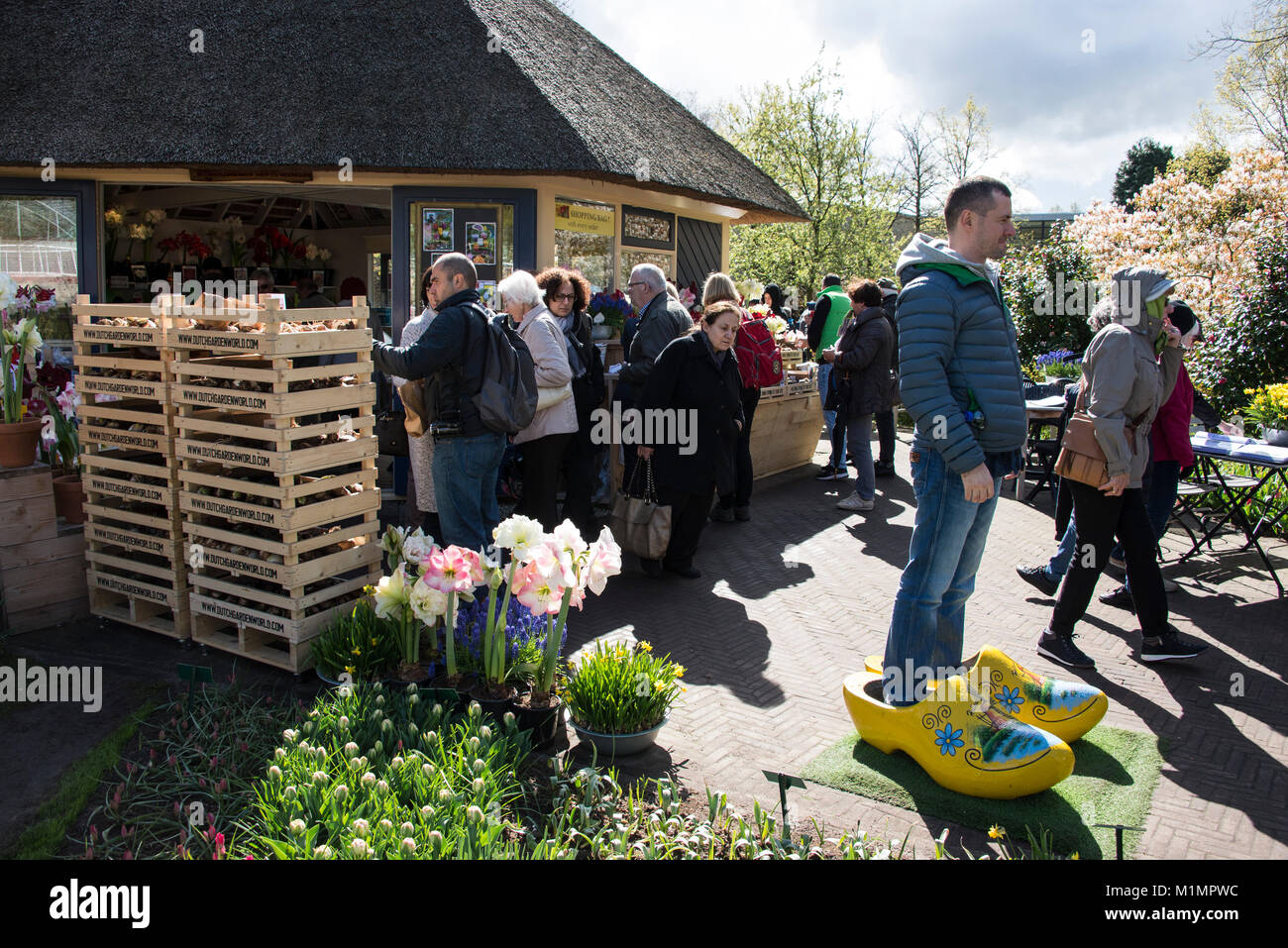 Visitors at one of the bulb huts selling spring bulbs within the ...
