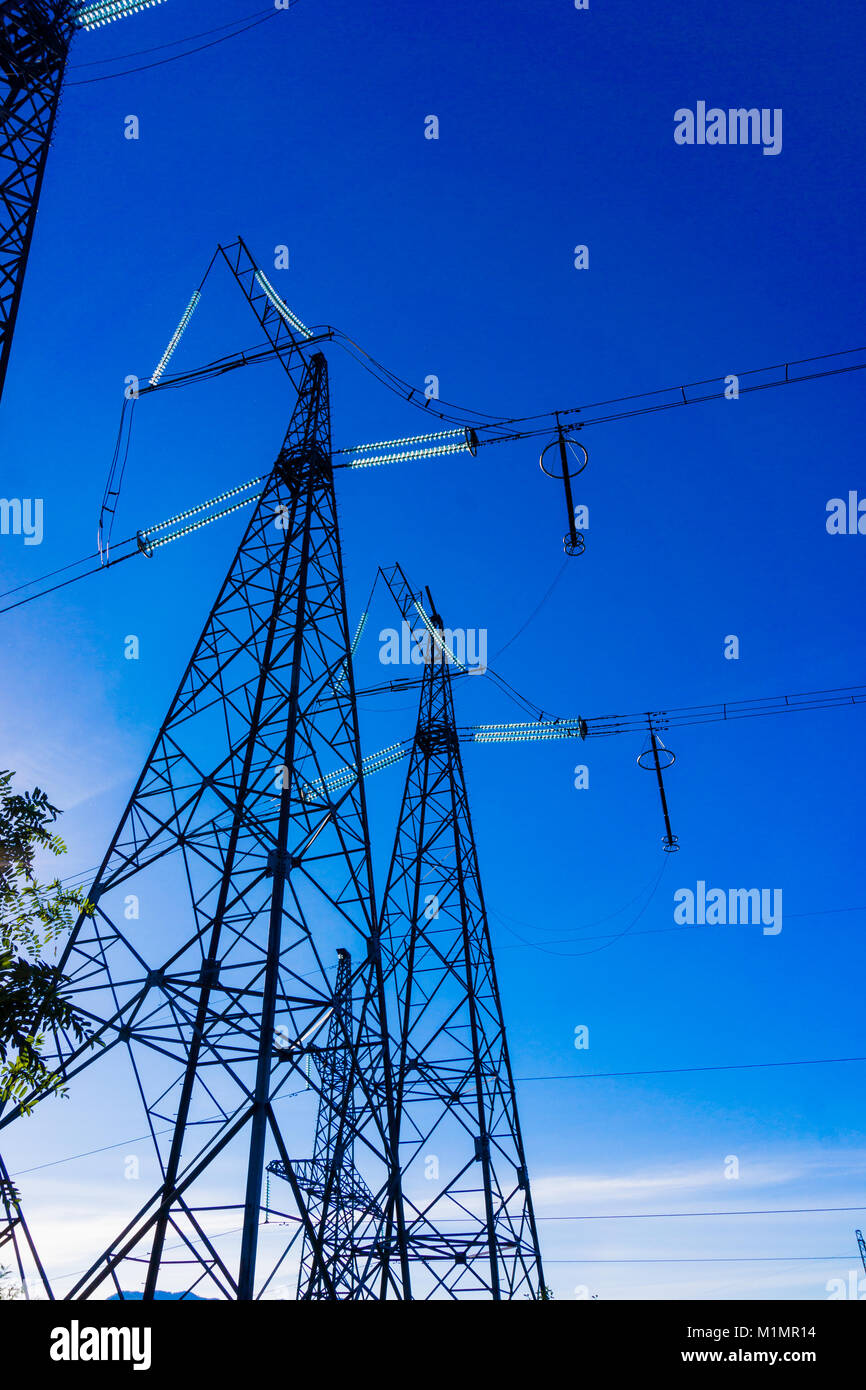 electricity transmission pylon. Power Tower Stock Photo - Alamy
