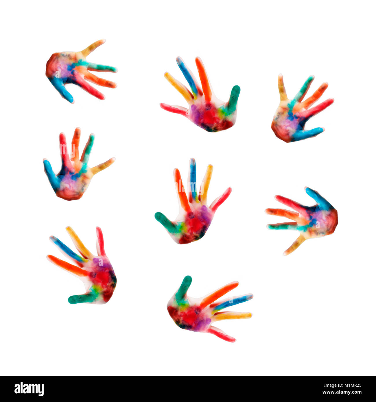 Children with painted hands Cut Out Stock Images & Pictures - Alamy