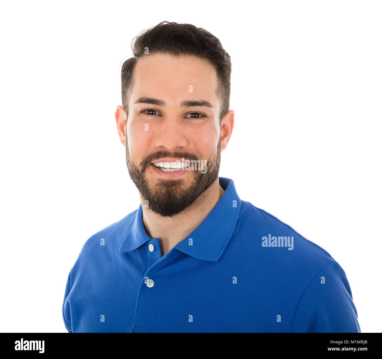 Portrait Of A Happy Male Janitor Standing In Front Of White Background ...