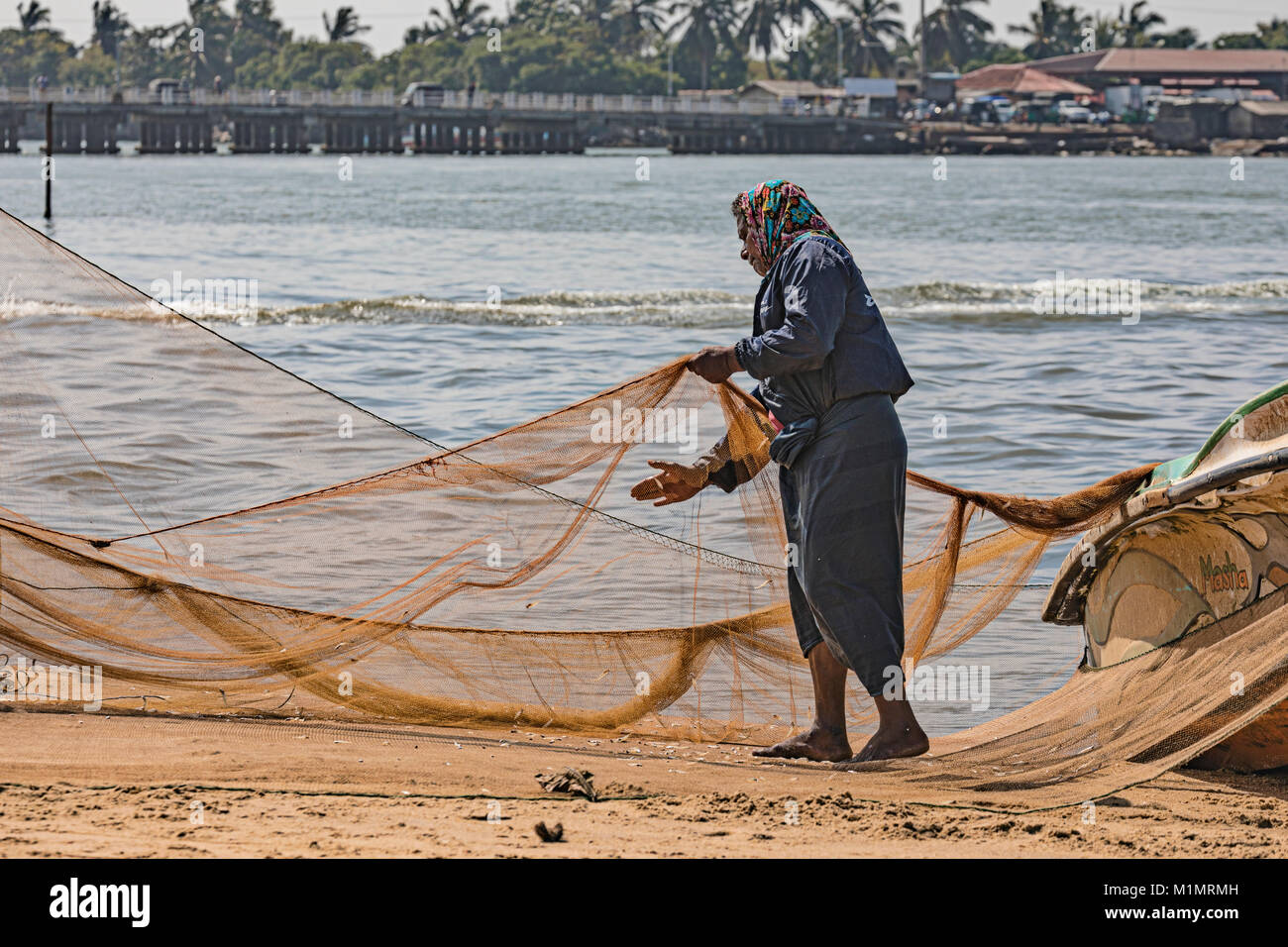 local life in working harbour in Negombo, Colombo, Western Province ...