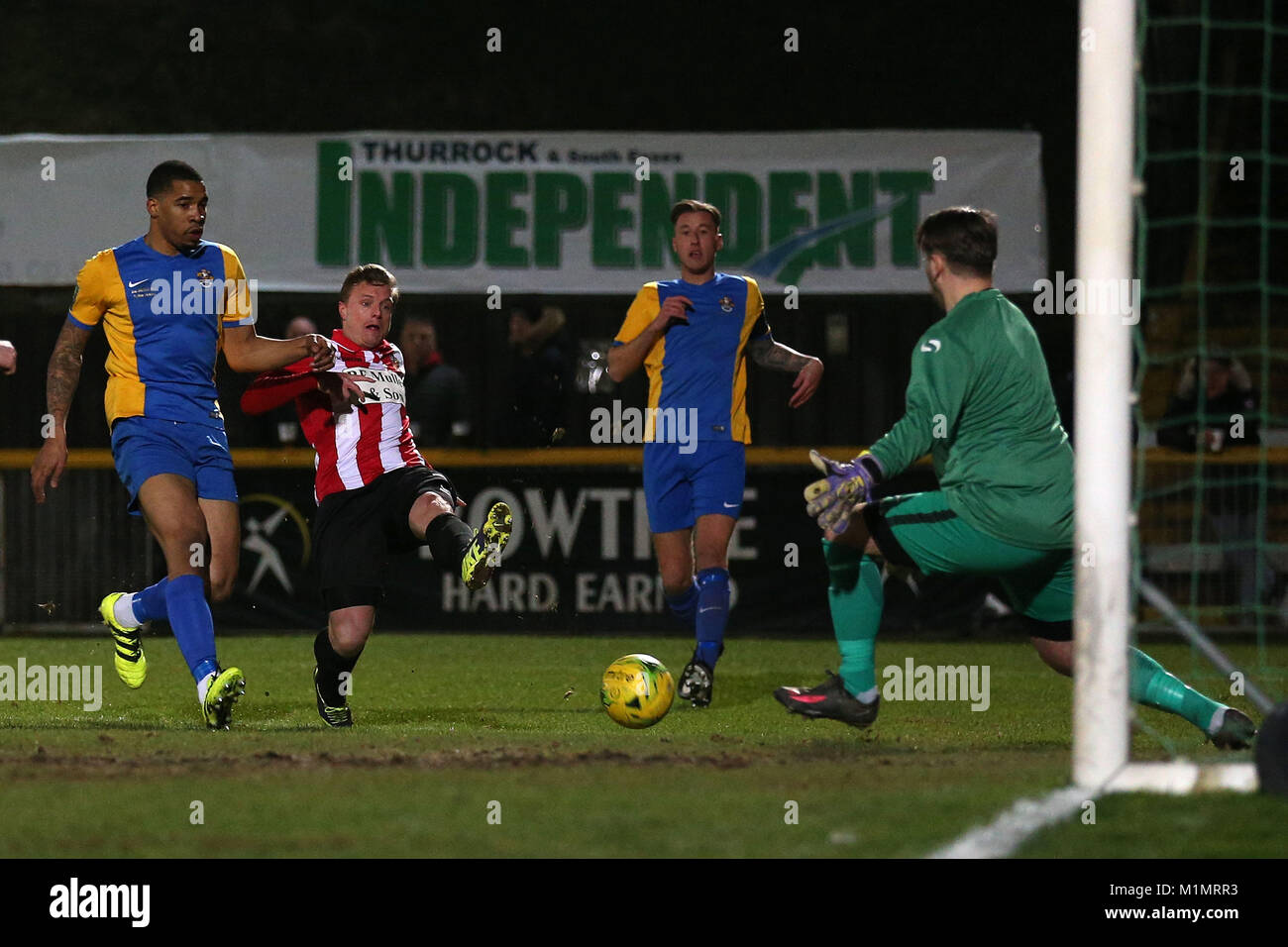 George Purcell of Hornchurch goes close during Romford vs AFC ...
