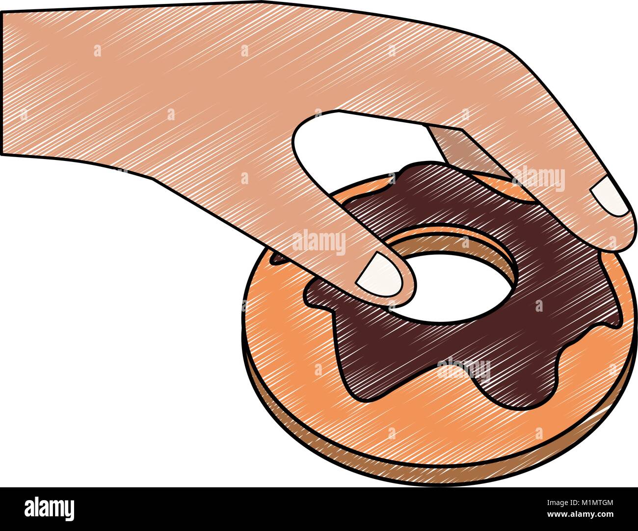 Hand with donut Stock Vector Image & Art - Alamy
