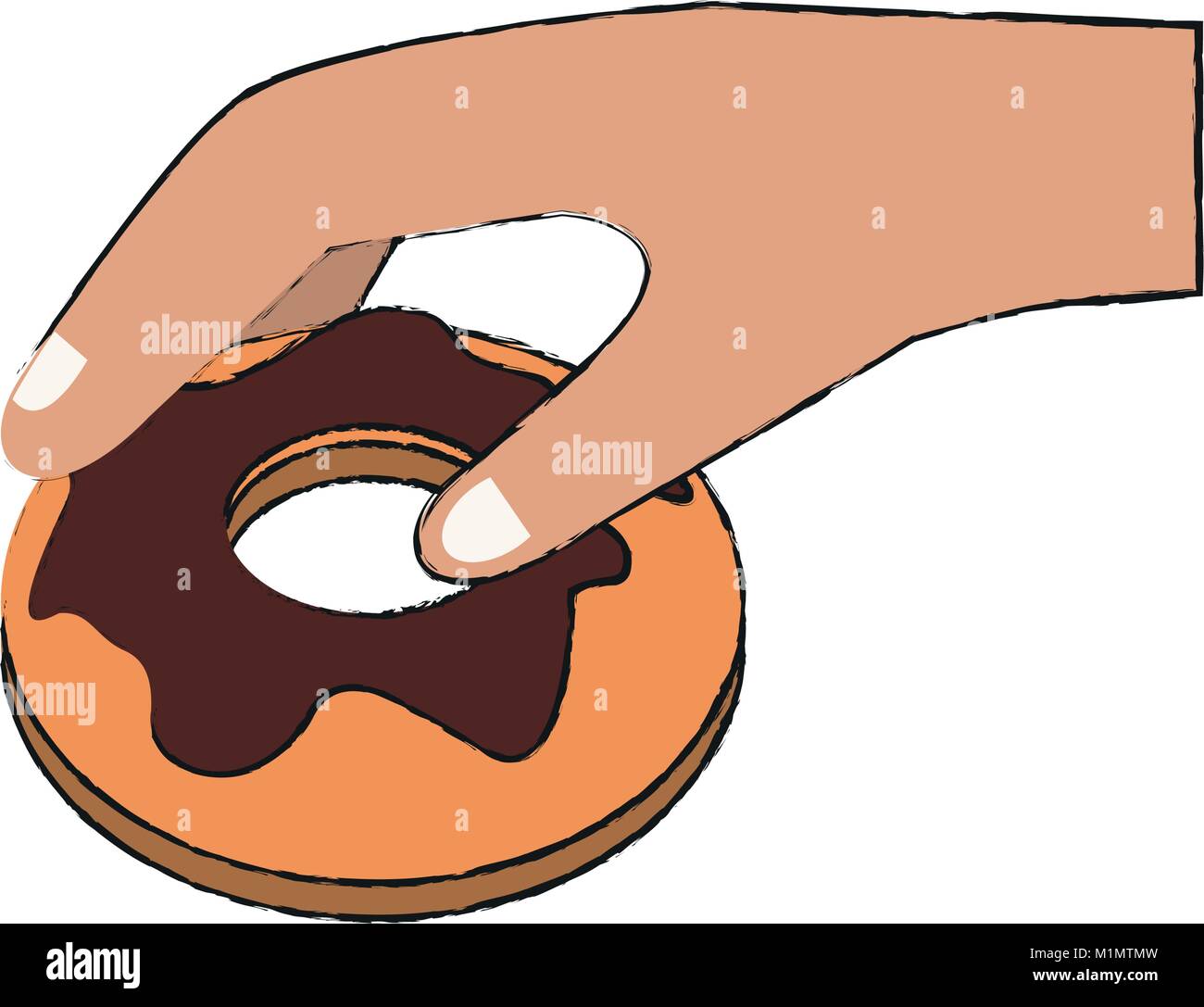 Hand with donut Stock Vector Image & Art - Alamy