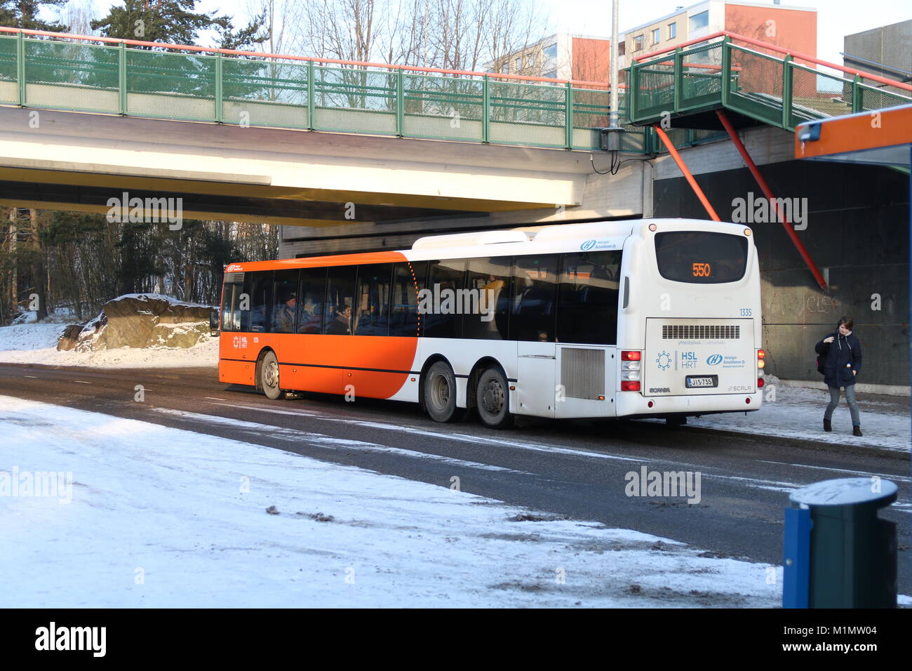 HSL bus 550 leaving from stop Stock Photo - Alamy