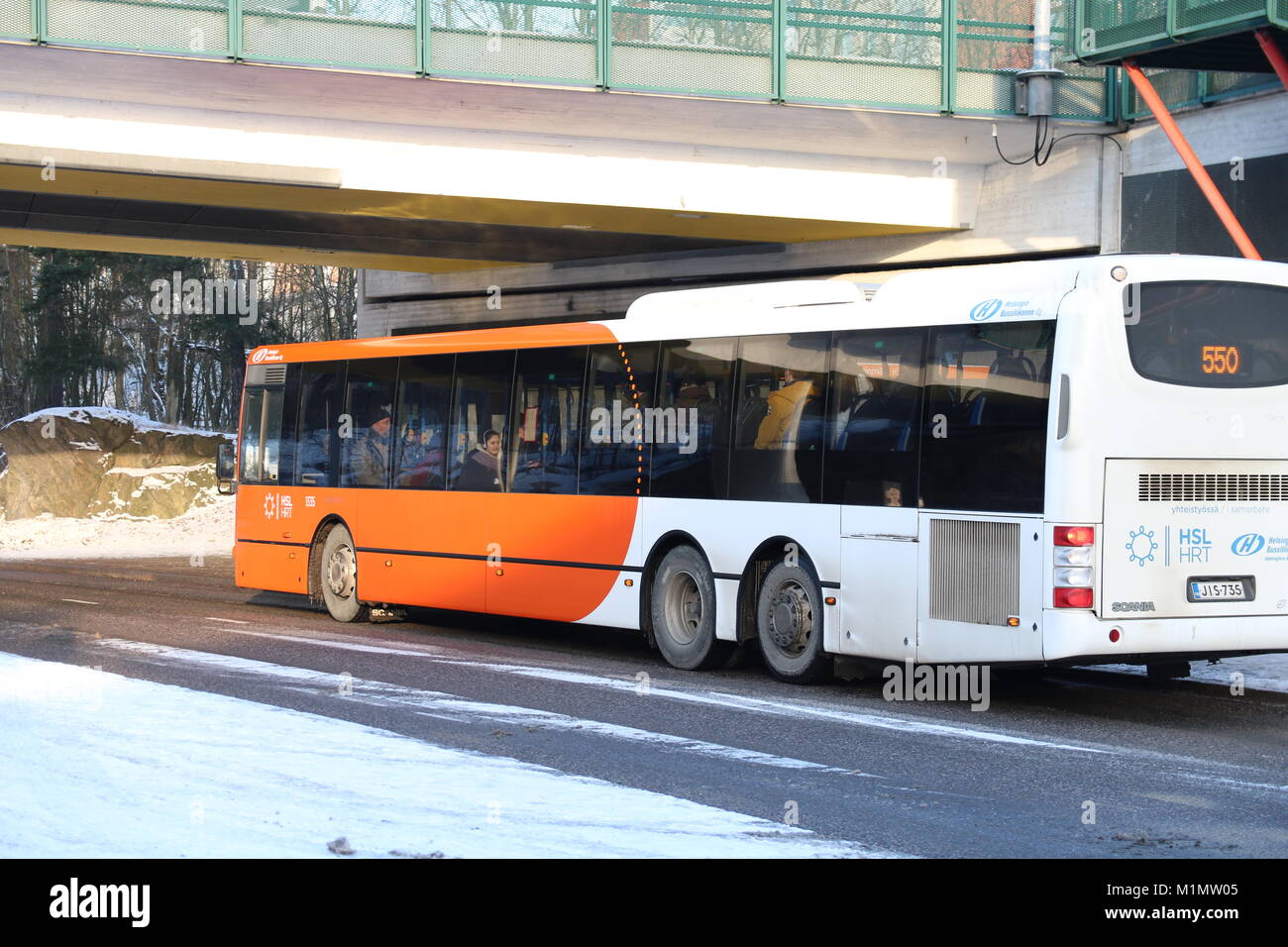 HSL bus 550 leaving from stop Stock Photo - Alamy
