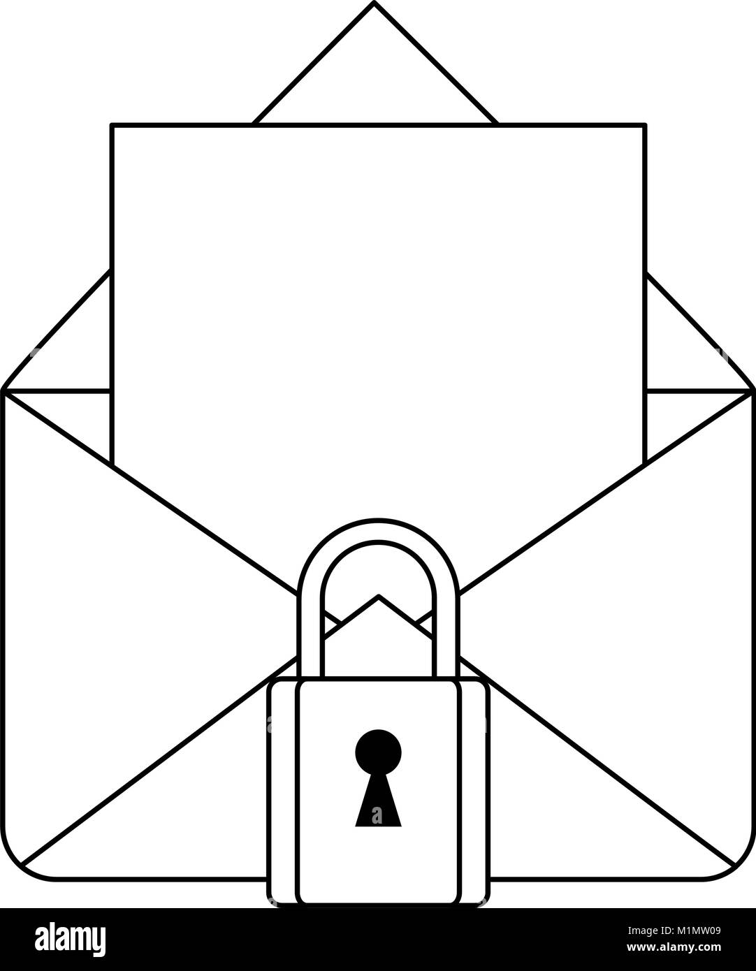 Illustration secure email concept Black and White Stock Photos & Images ...
