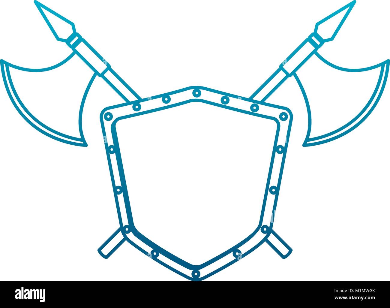 Metallic warrior shield with axes Stock Vector Image & Art - Alamy