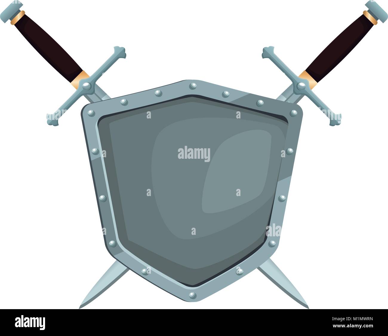 Metallic warrior shield with swords Stock Vector Image & Art - Alamy