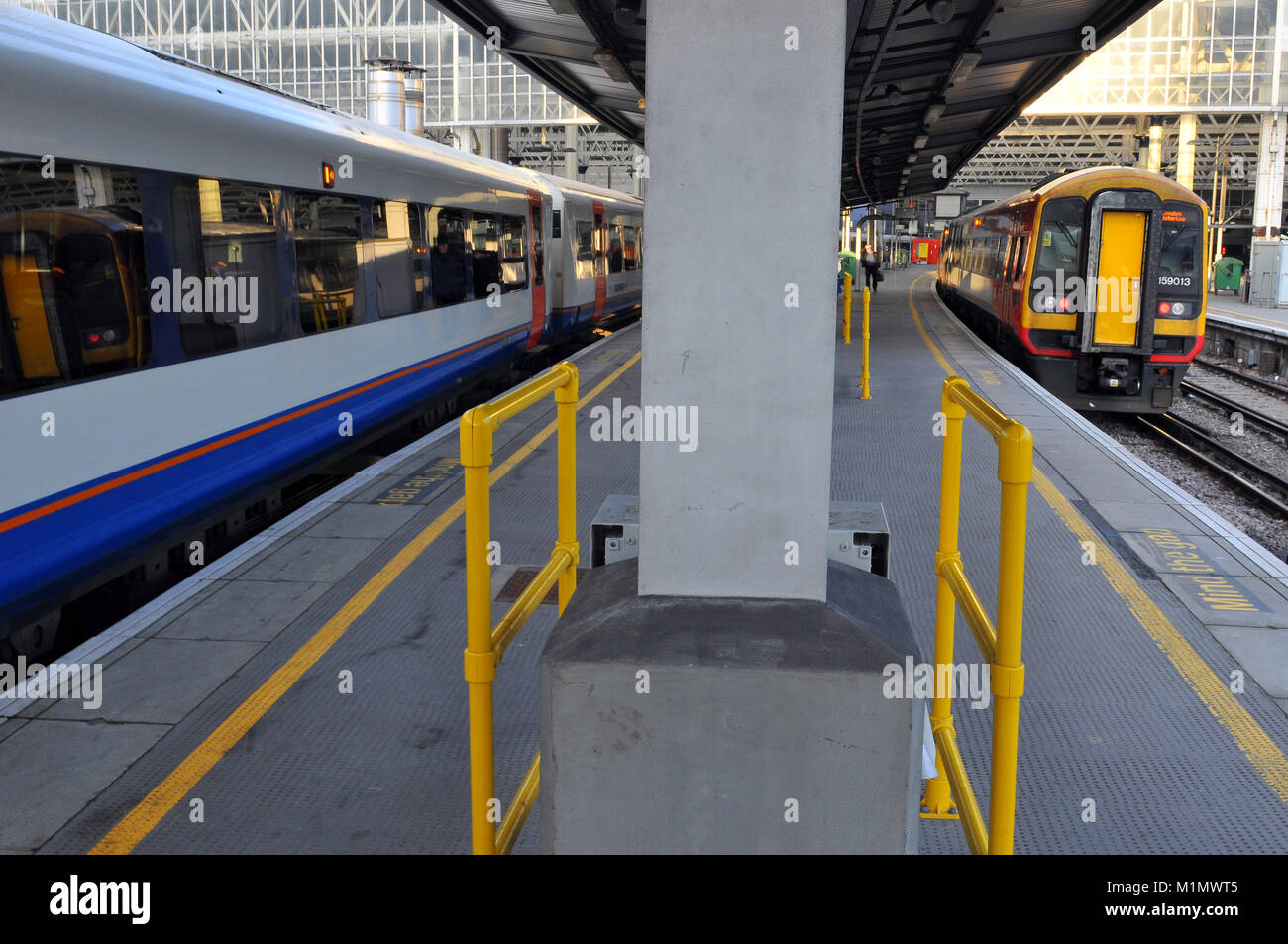 trains in platforms at the London terminal railway station at waterloo ...