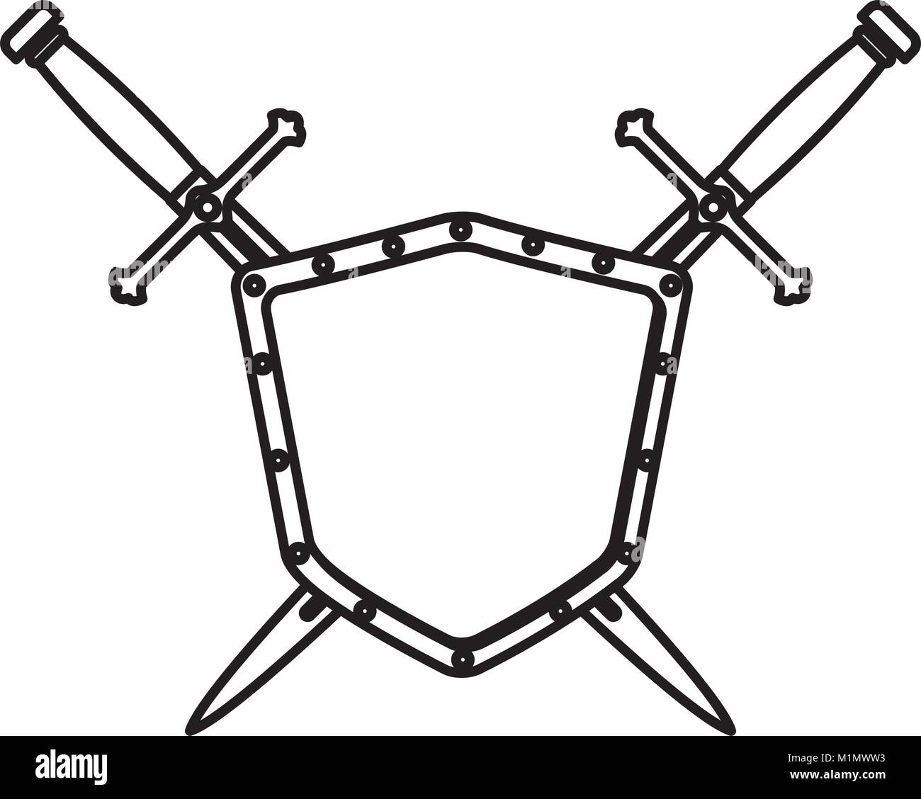 Metallic warrior shield with swords Stock Vector Image & Art - Alamy