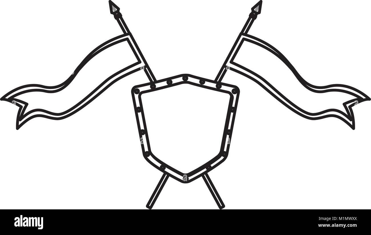 Metallic warrior shield with flags Stock Vector Image & Art - Alamy