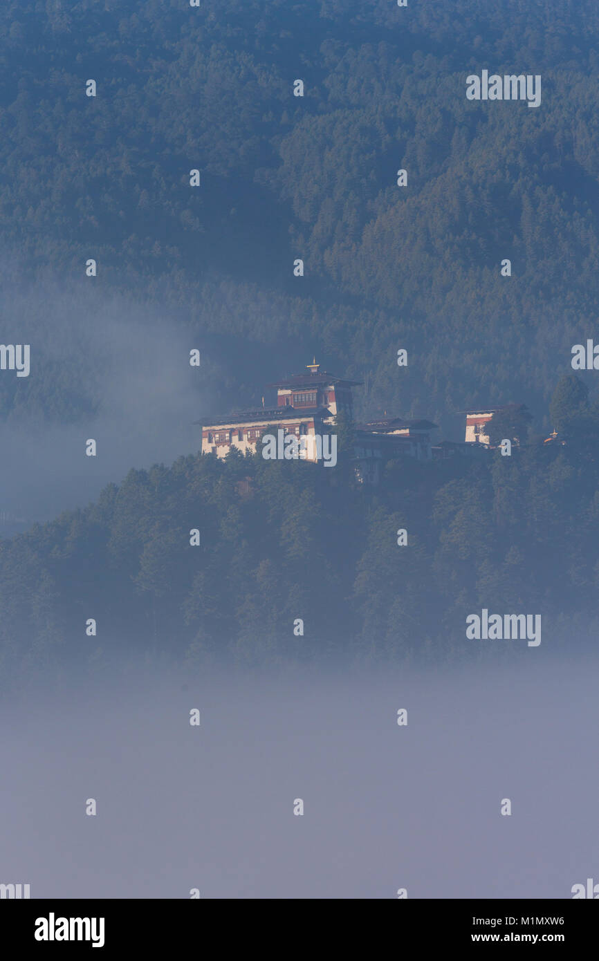 Jakar, Bumthang, Bhutan. Jakar Dzong (Monastery/Fortress) in Early ...