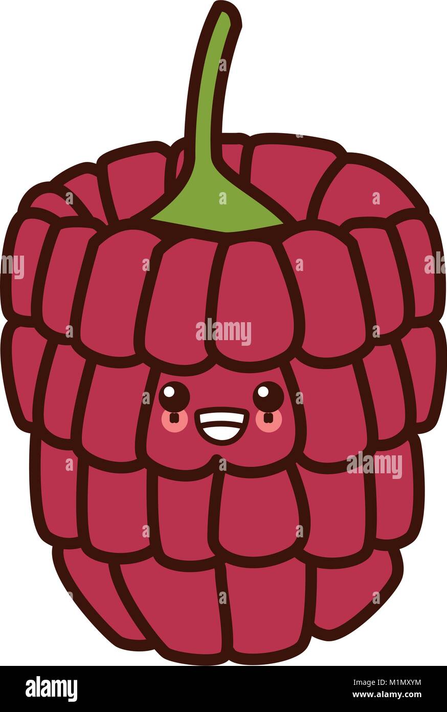Raspberry fruits isolated kawaii cute cartoon Stock Vector Image & Art ...