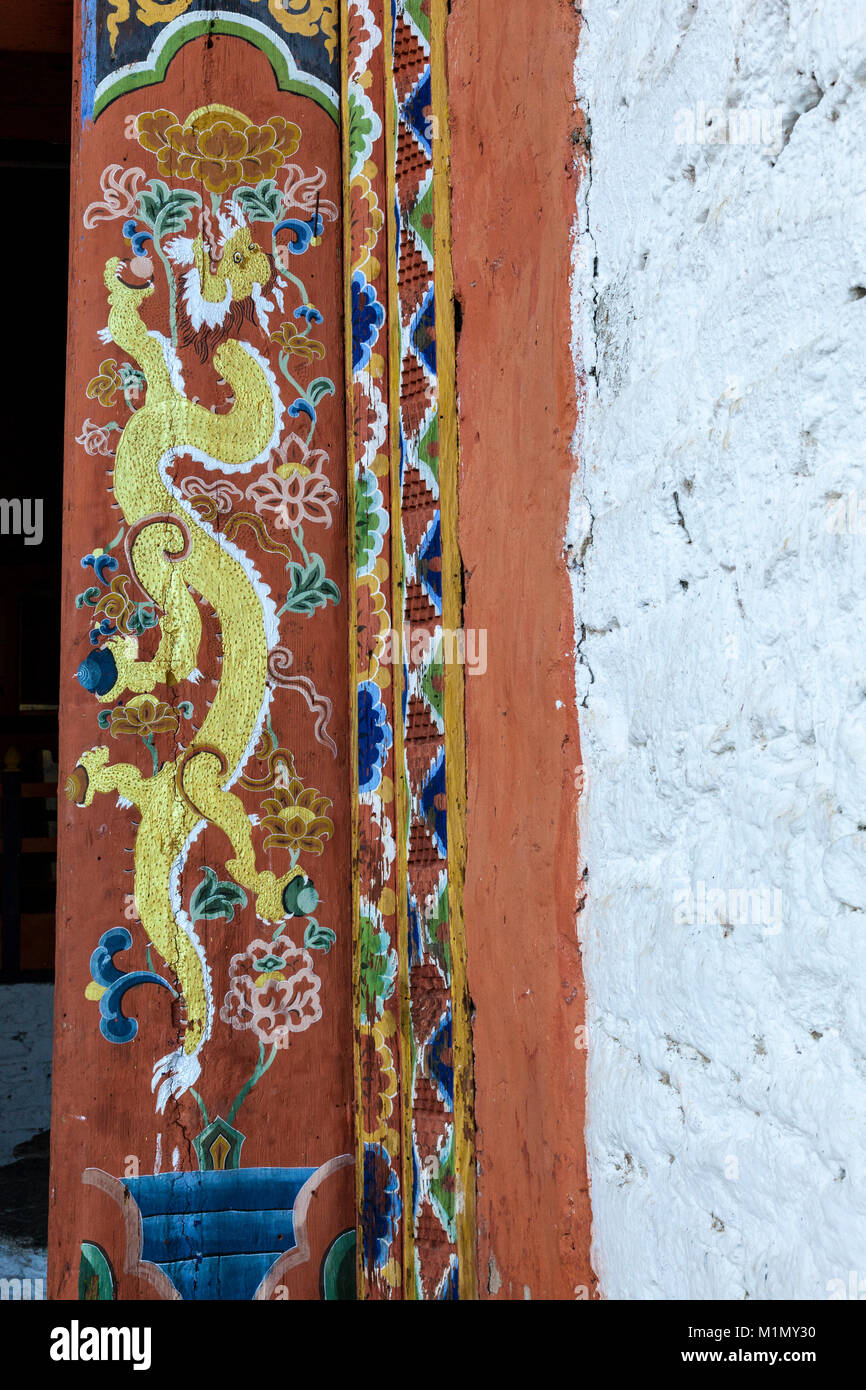 Jakar, Bumthang, Bhutan. Dragon Decorates Door Frame Stock Photo - Alamy