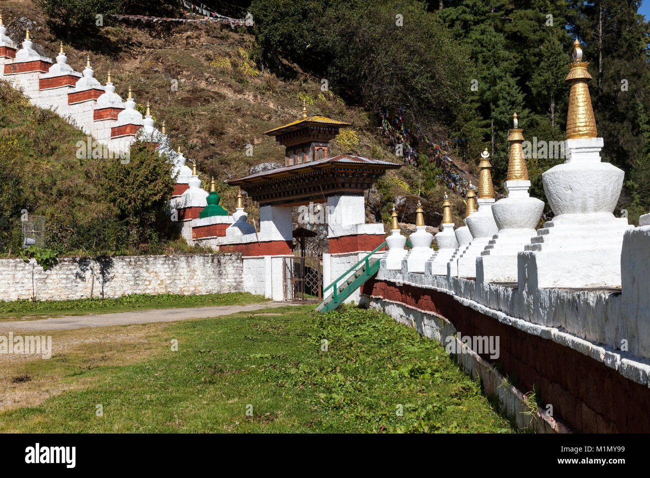Bumthang, Bhutan. Chortens Line the Wall around the Kurje Lhakhang ...