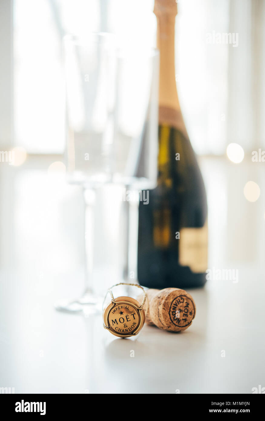 ODESSA, UKRAINE - January 30 2018: Moet & Chandon Champagne cork Stock ...