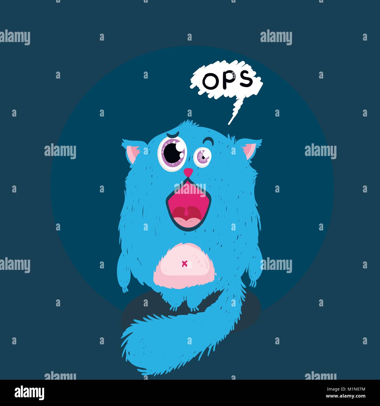 Cute monster kitten with text. Vector illustration for t shirt and ...