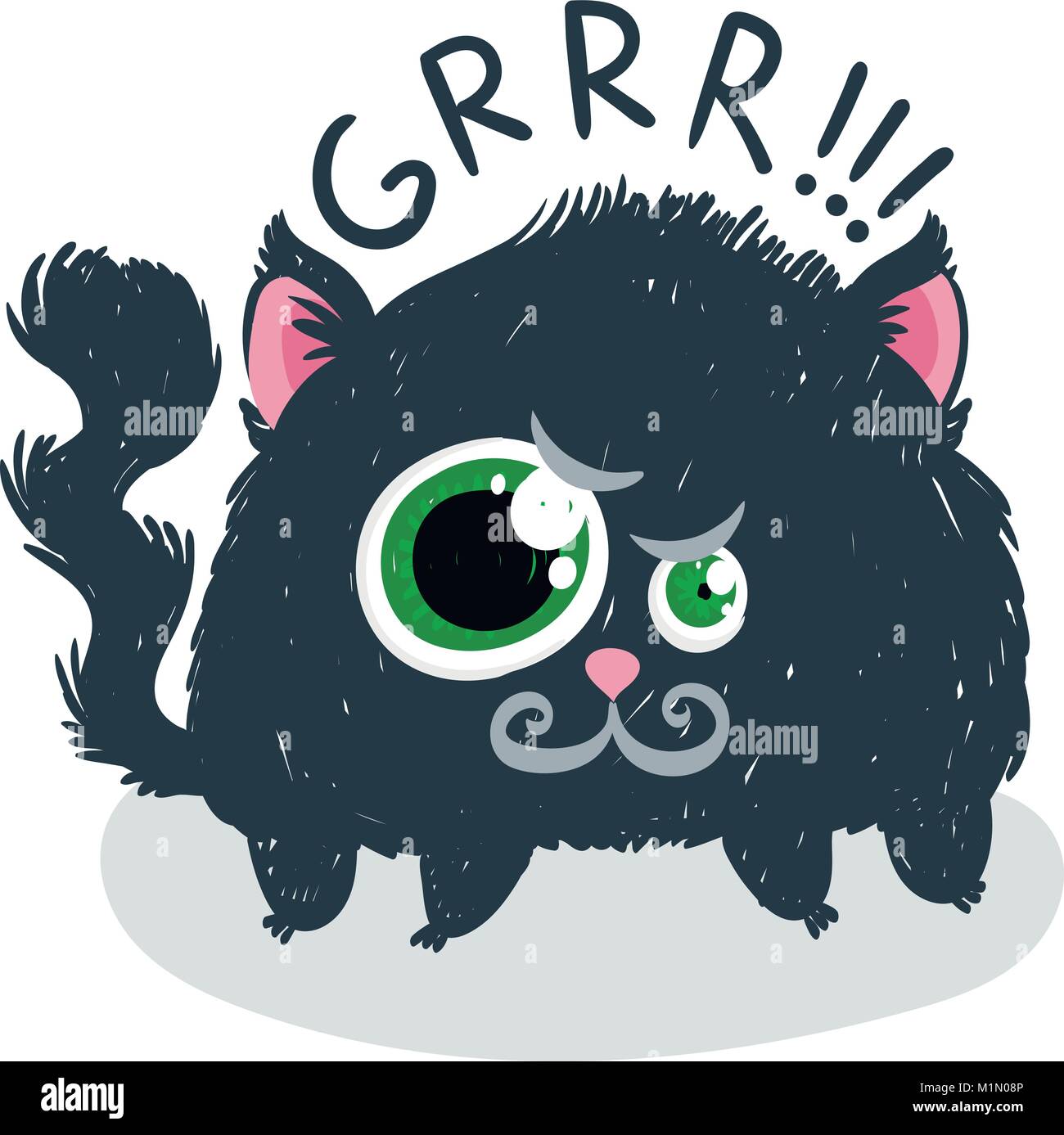 Cute monster kitten with text. Vector illustration for t shirt and ...