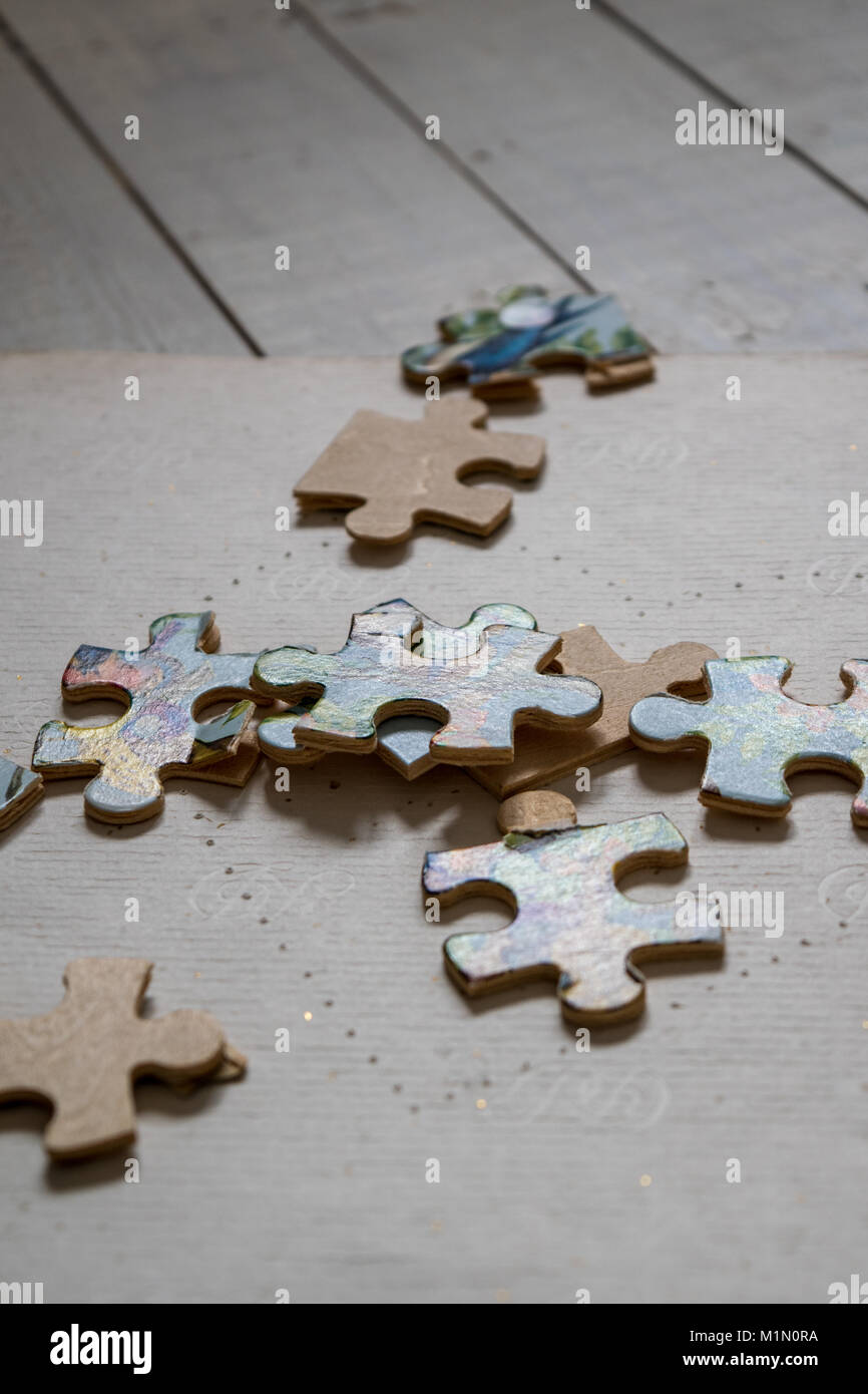 It's a puzzle - still life image of jigsaw puzzle pieces Stock Photo ...