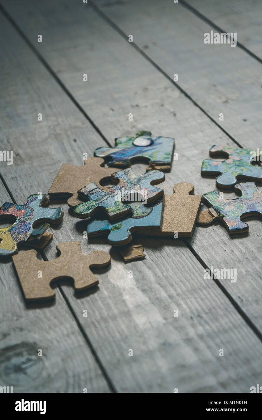 It's a puzzle - still life image of jigsaw puzzle pieces Stock Photo ...
