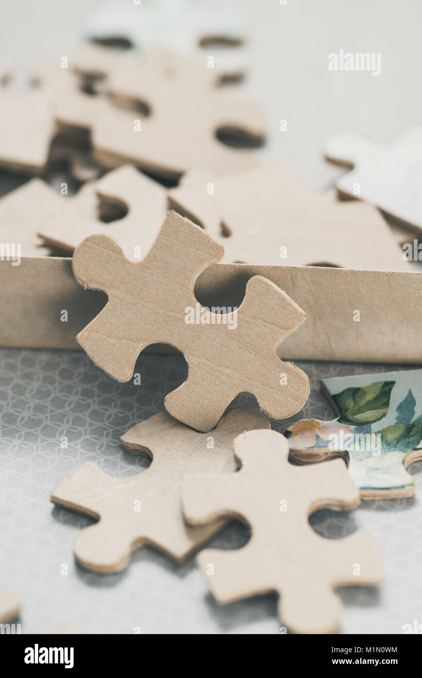 It's a puzzle - still life image of jigsaw puzzle pieces Stock Photo ...