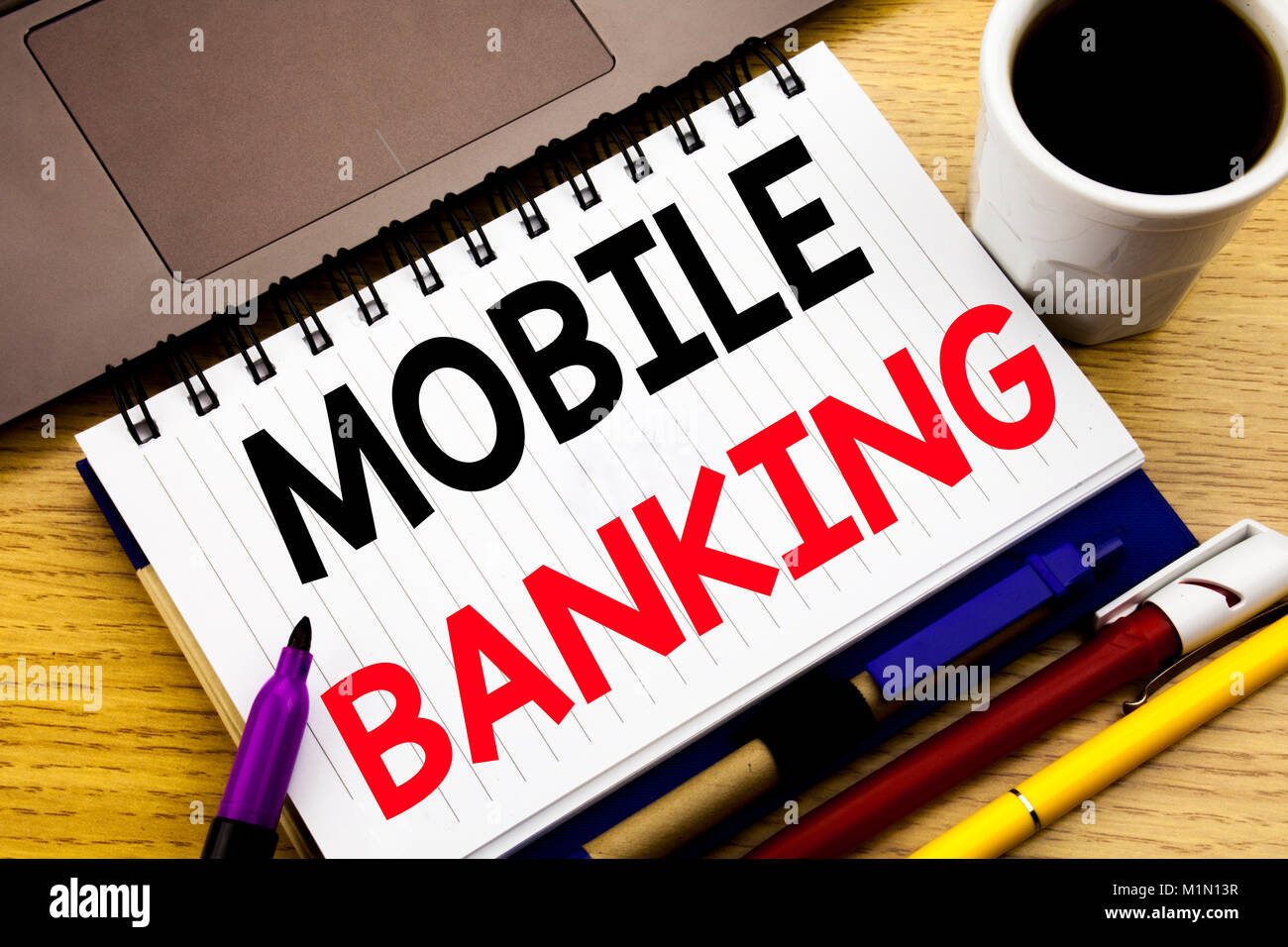 Mobile Banking. Business concept for Internet Banking e-bank written on ...