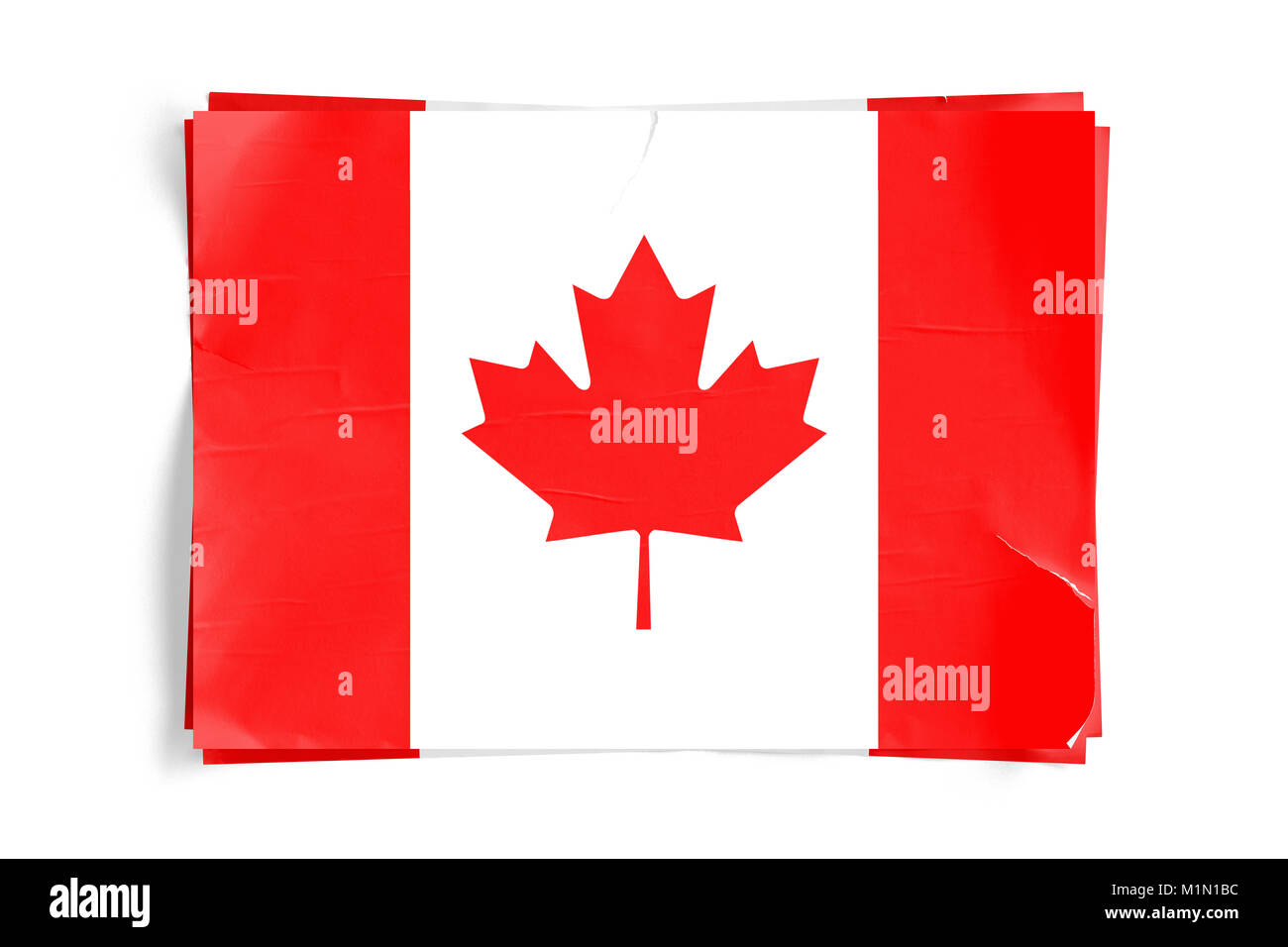 Realistic illustration of Canada flag on torned, wrinkled, dirty ...