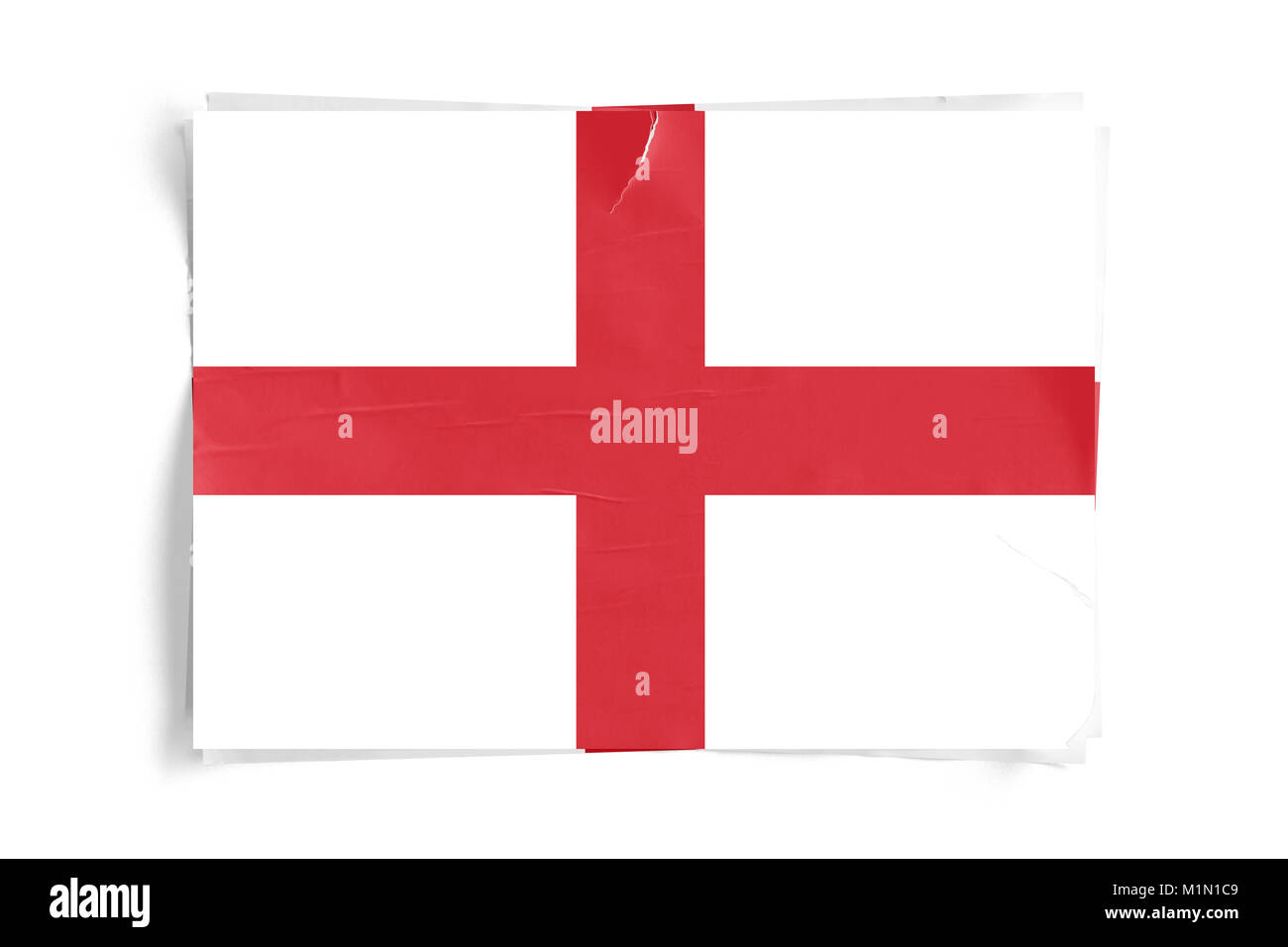 Realistic illustration of England flag on torned, wrinkled, dirty ...