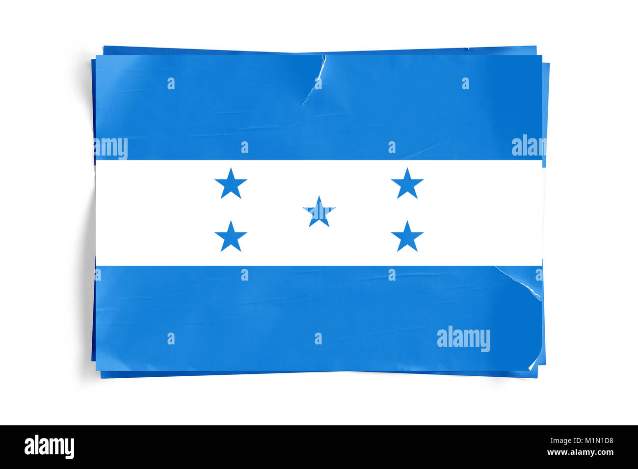 Realistic illustration of Honduras flag on torned, wrinkled, dirty ...
