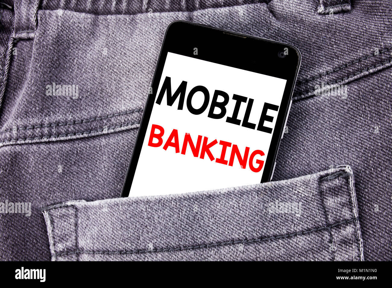 Conceptual hand writing text caption showing Mobile Banking. Business ...