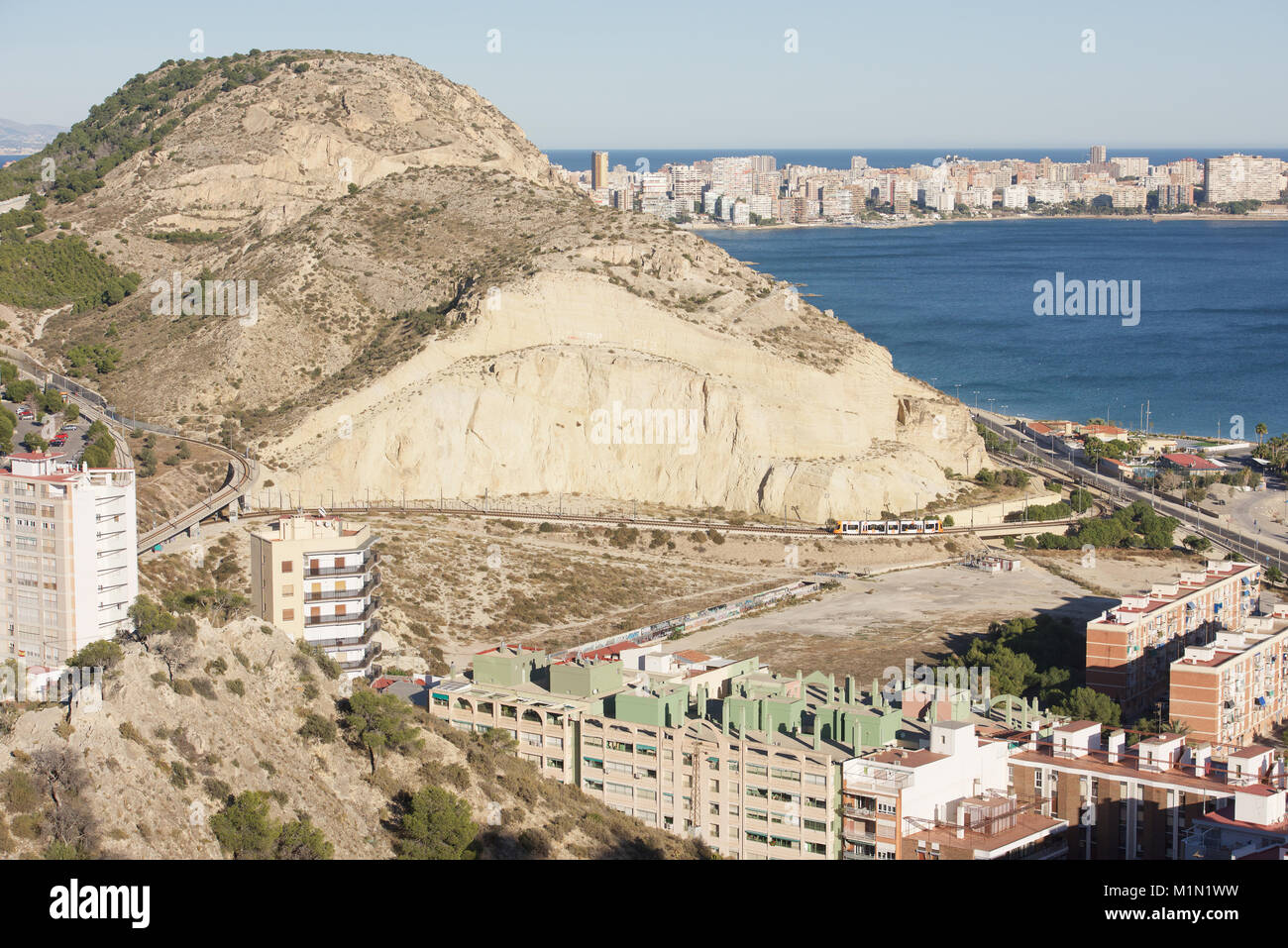 Tram in the landscape of Alicante, Spain Stock Photo - Alamy