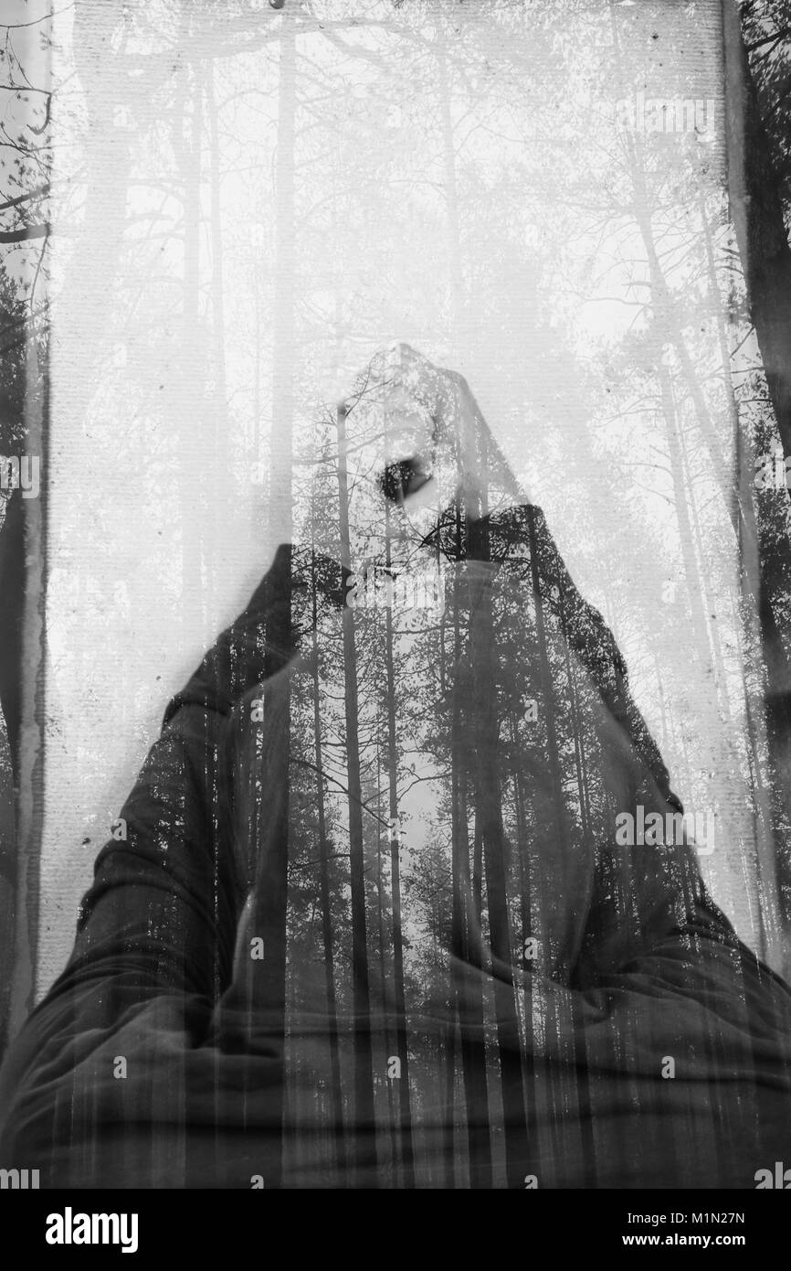 Abstract tree face Black and White Stock Photos & Images - Alamy