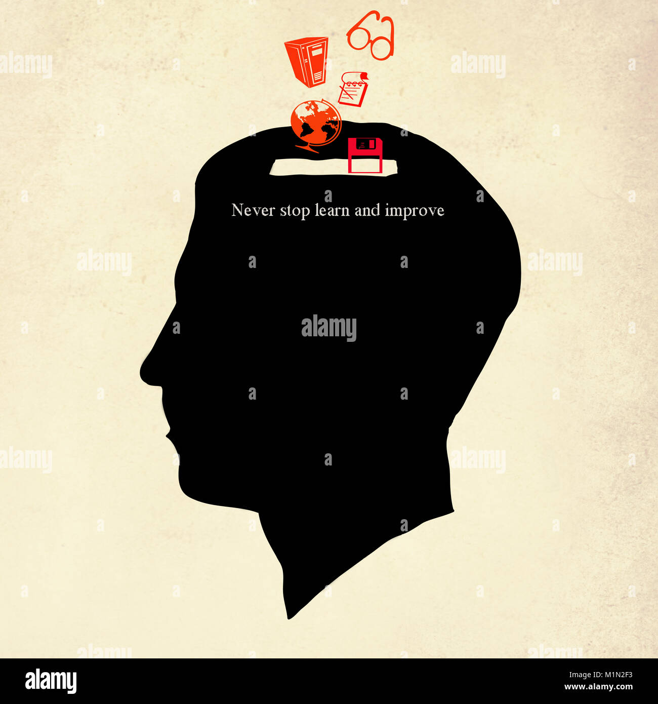 never stop learn and improve conceptual illustration with human hand ...