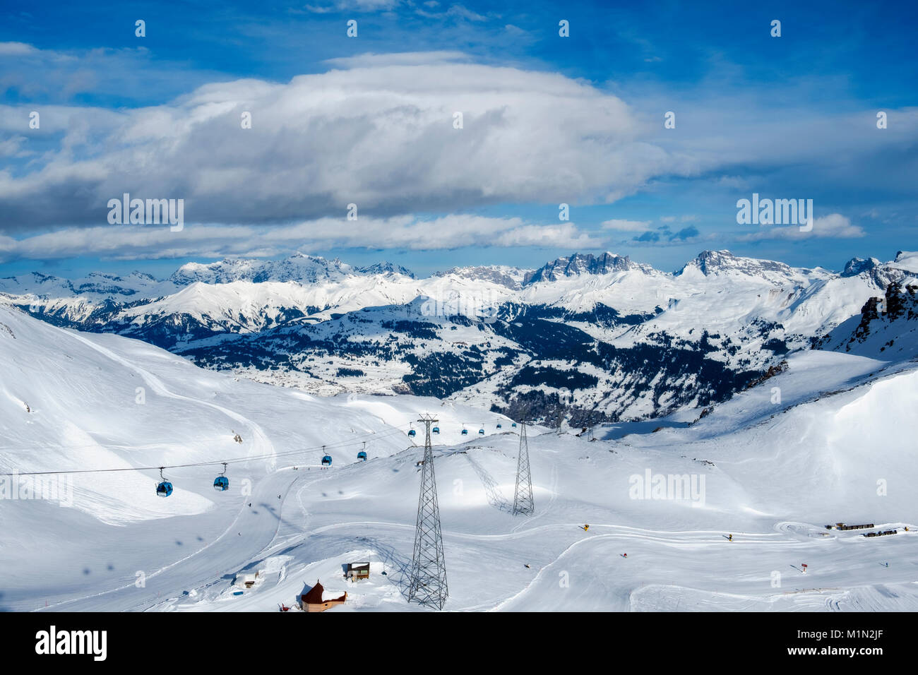 Davos mountains skiing resort switzerland from above Stock Photo - Alamy
