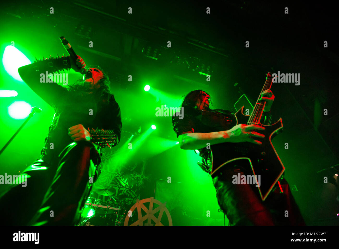 The Swedish black metal band Dark Funeral performs a live concert at ...